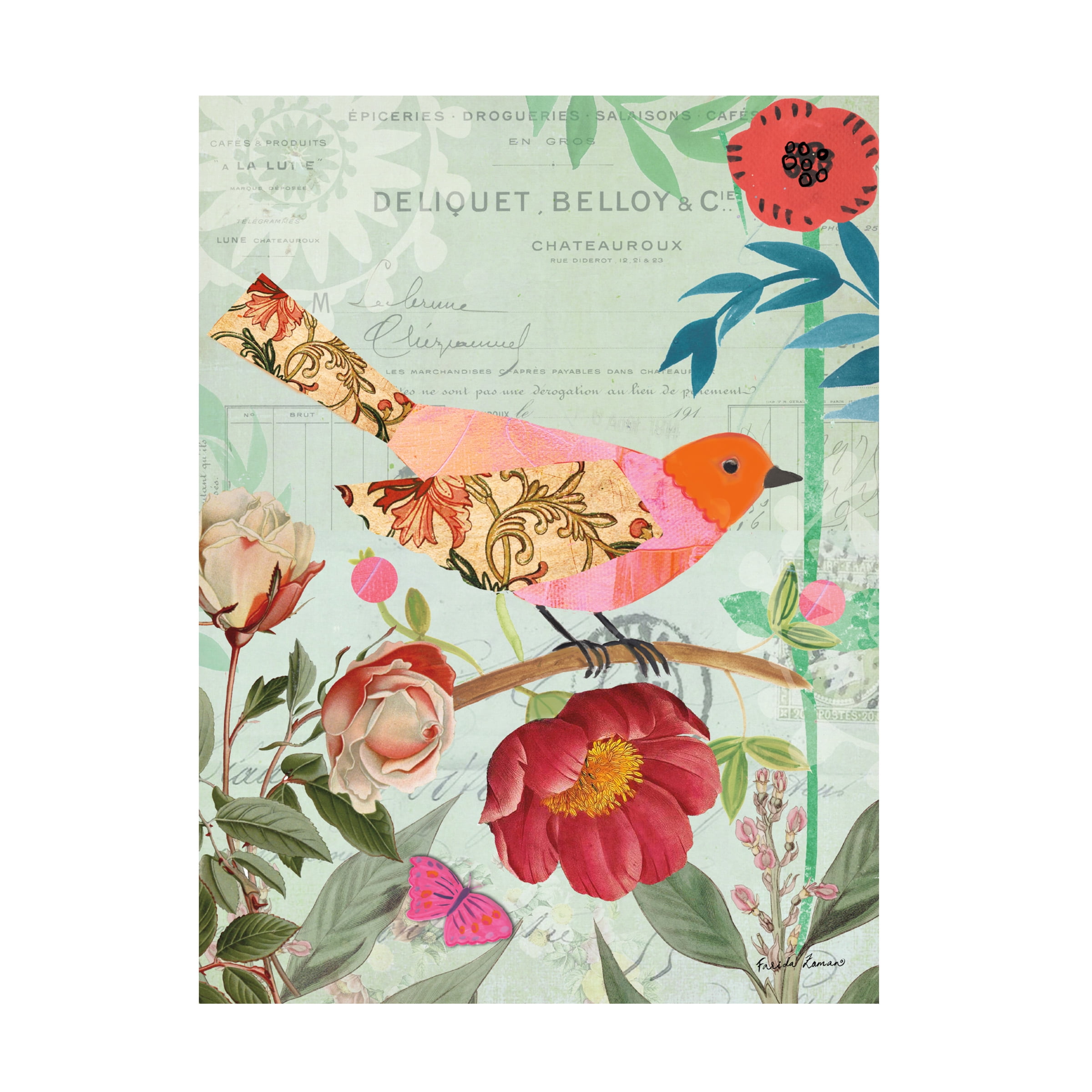 Farida Zaman 'Collage Bird' Canvas Art - Walmart.com
