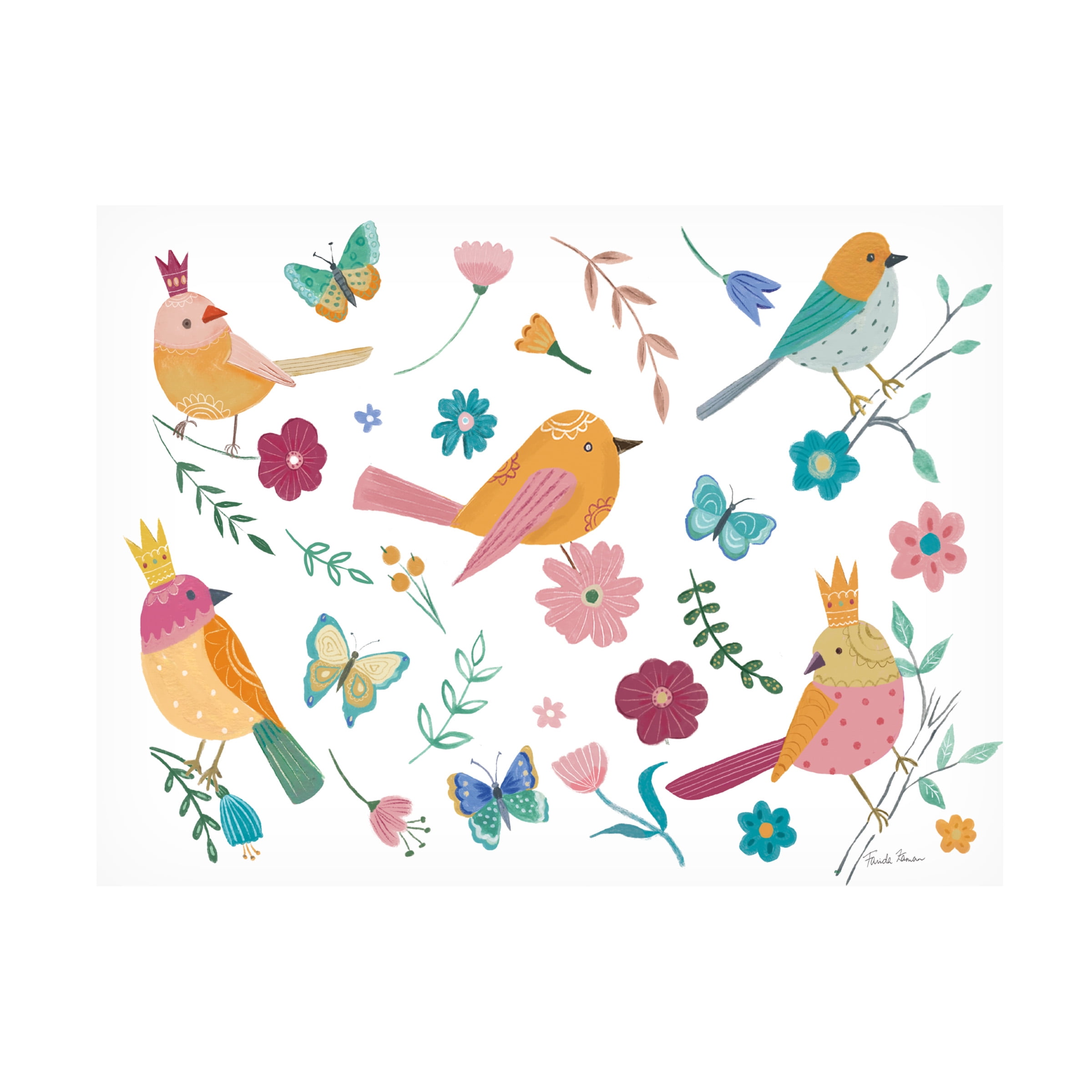 Farida Zaman 'Royal Birds I White' Canvas Art - Walmart.com