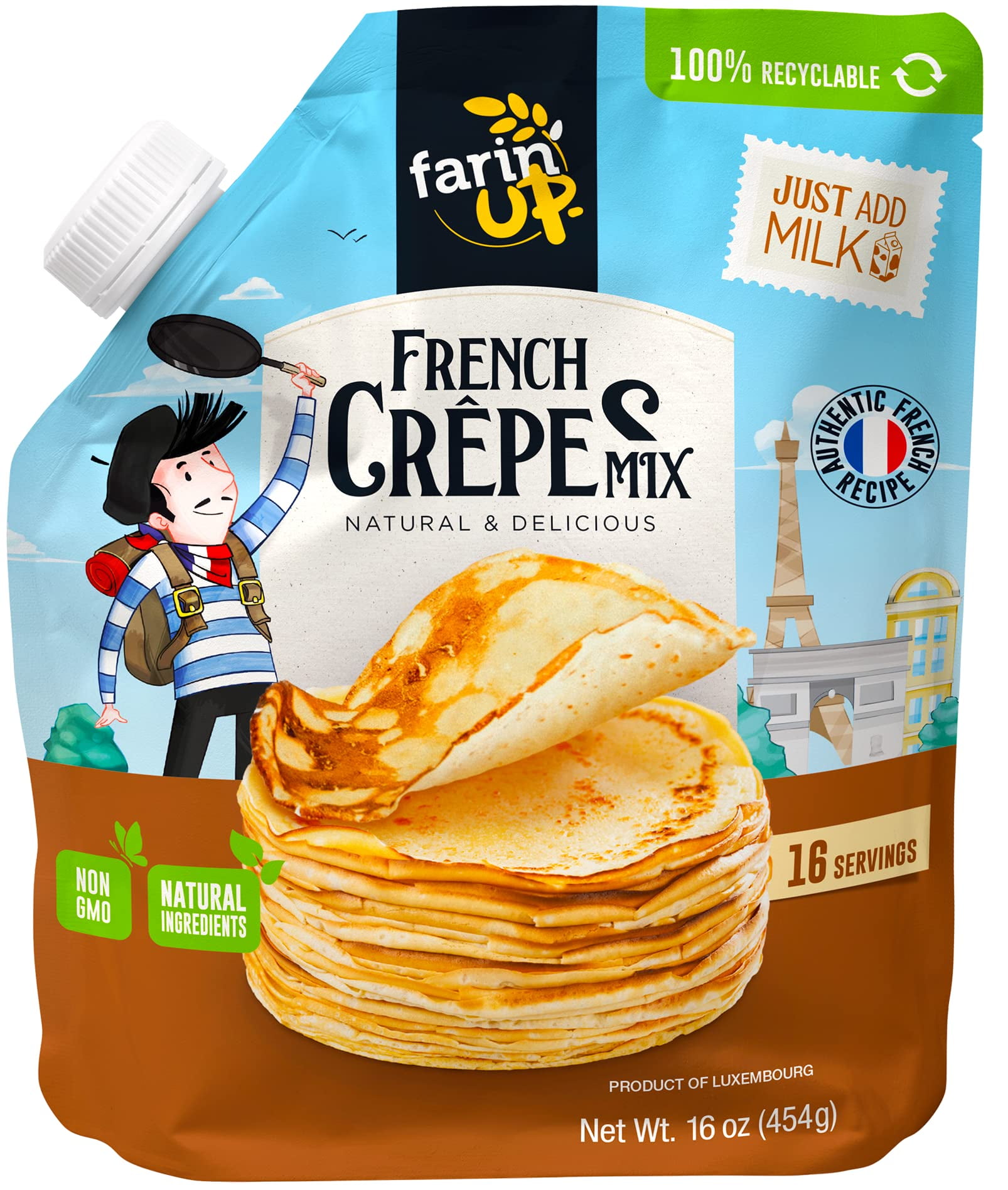 Farin'UP French Crepes Mix, Just Add Milk, 16 oz Pack of 4, Delicious ...