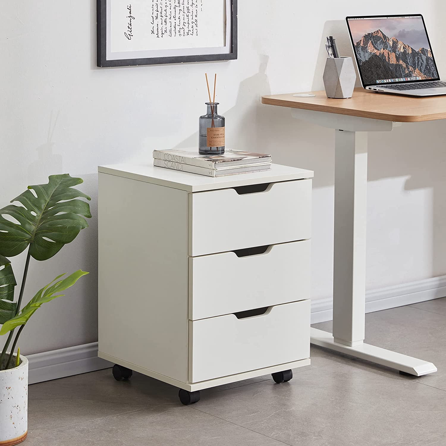 Farini 3-Drawer Vertical Filing Cabinet Rolling Wood Mobile File ...