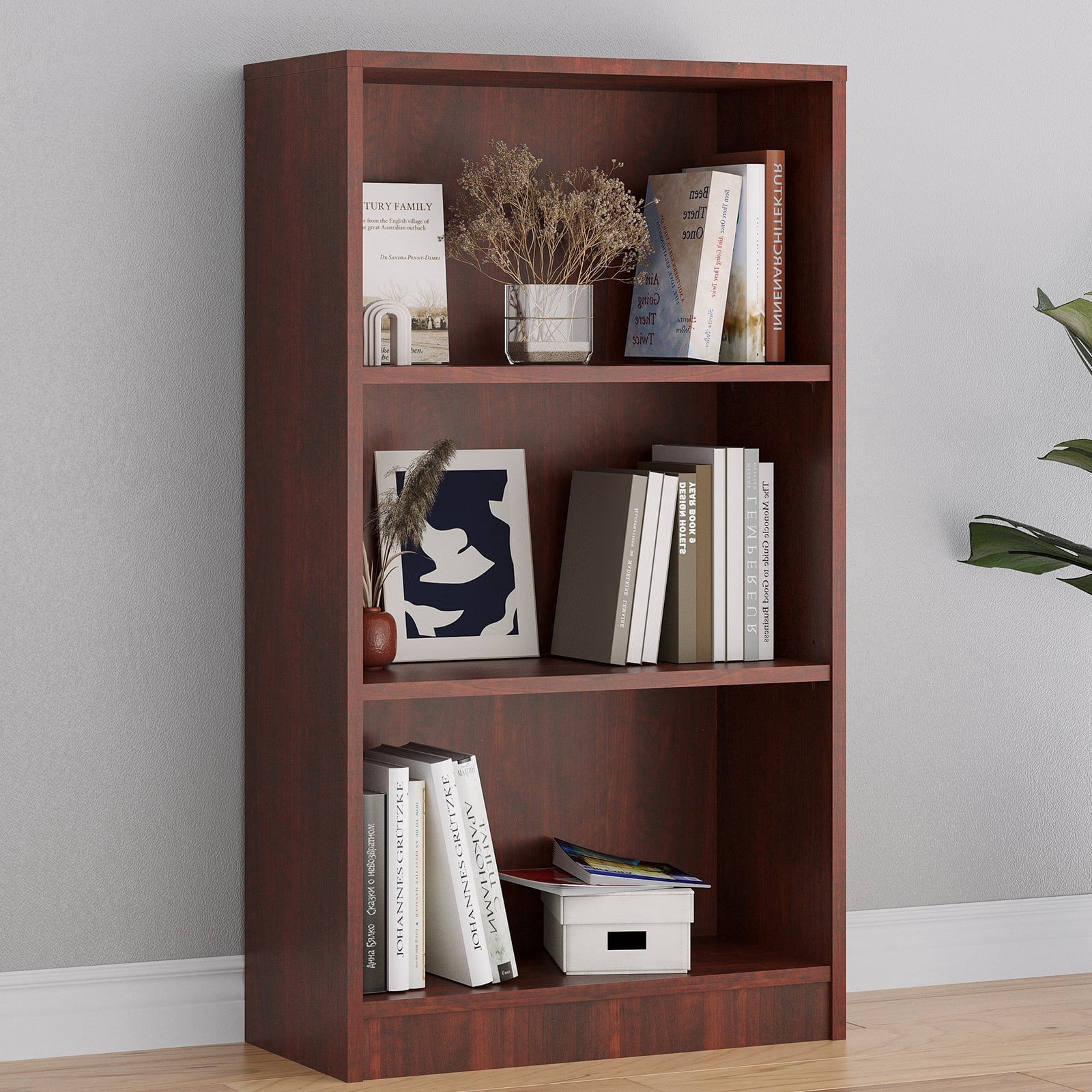 Farini 3-Tier Wood Bookcase with Adjustable Shelves for Home, Office ...