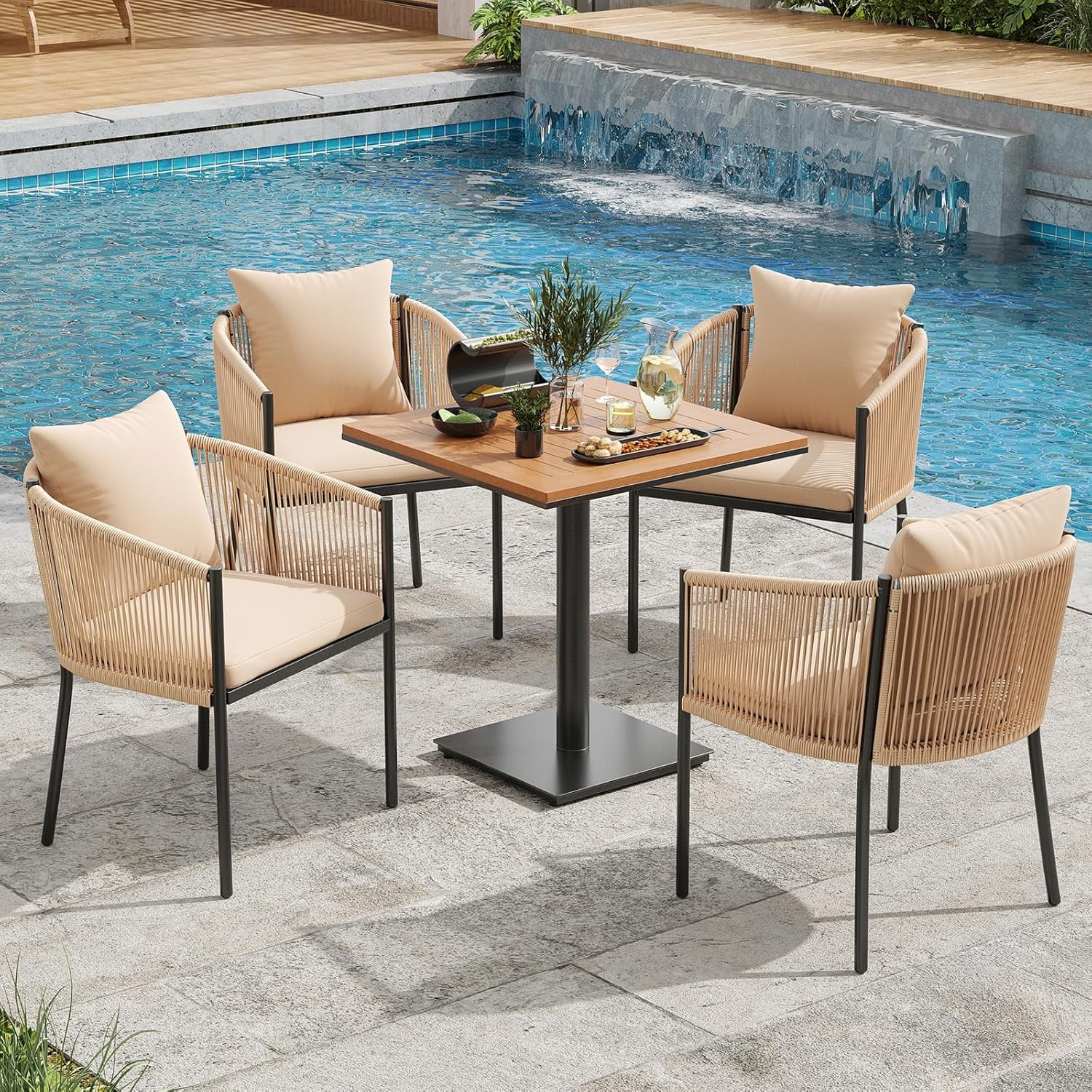 Farini 5 Pieces Outdoor Dining Set, Patio Table and Chairs Set with 4 ...