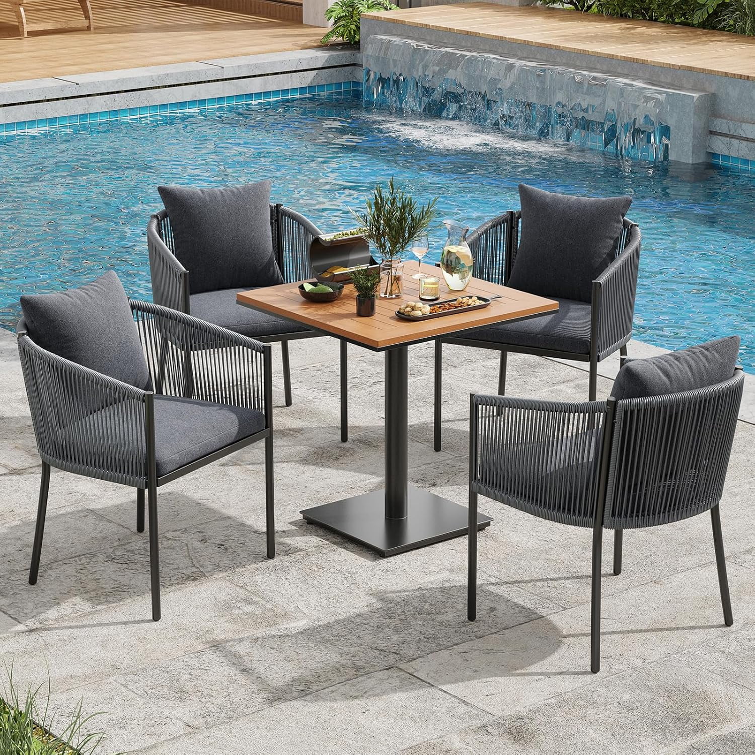 Farini 5 Pieces Outdoor Dining Set, Patio Table and Chairs Set with 4 ...