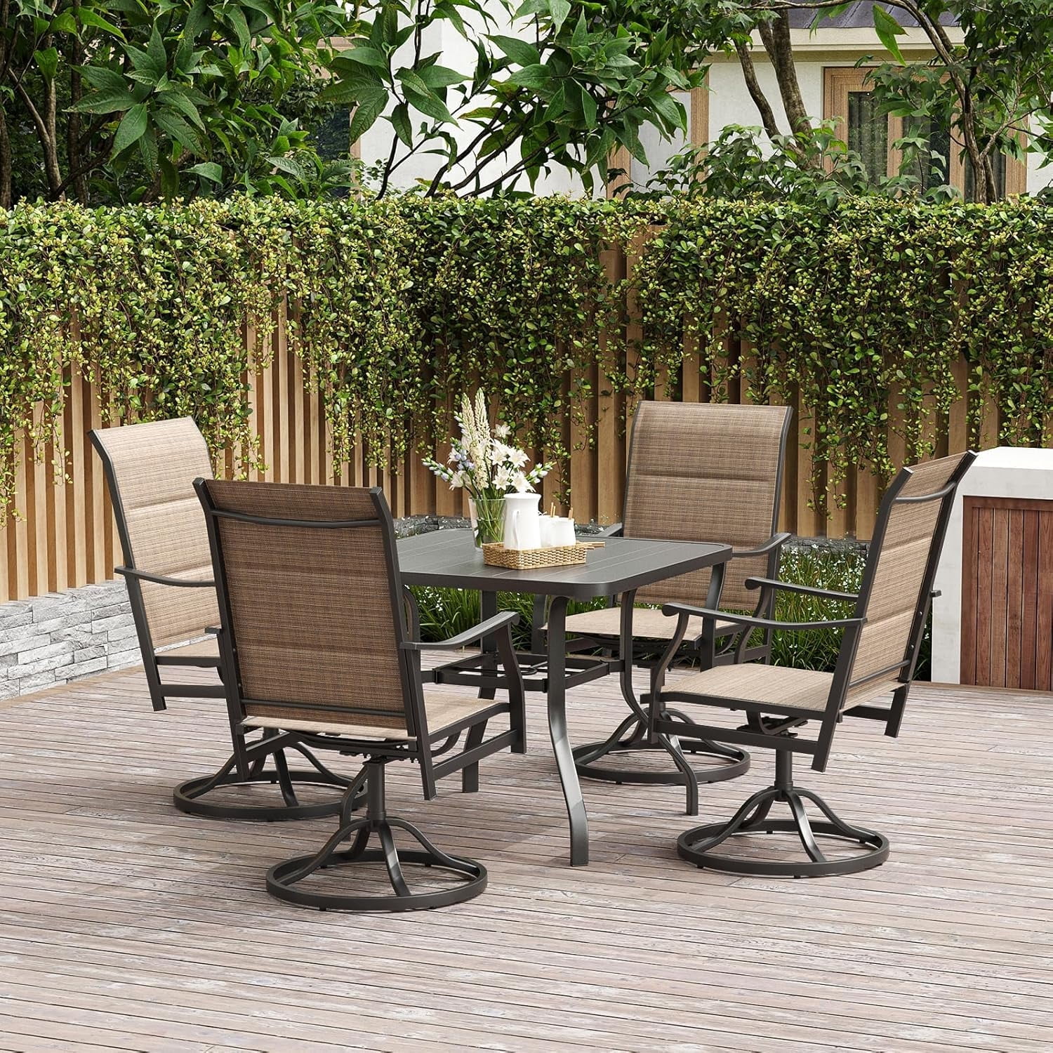 Farini Patio Dining Set for 4, 5-Piece Outdoor Table and Chairs Set, 4 ...