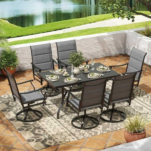 Farini Patio Dining Set for 6, 7-Piece Outdoor Dining Table and Chairs ...