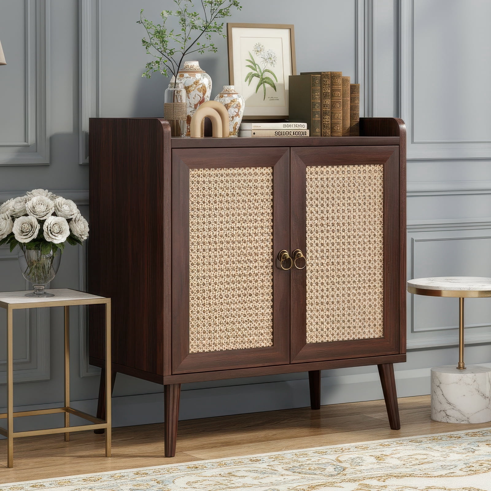 Farini Sideboard Buffet Cabinet Bar Cabinets with Rattan Decorated ...