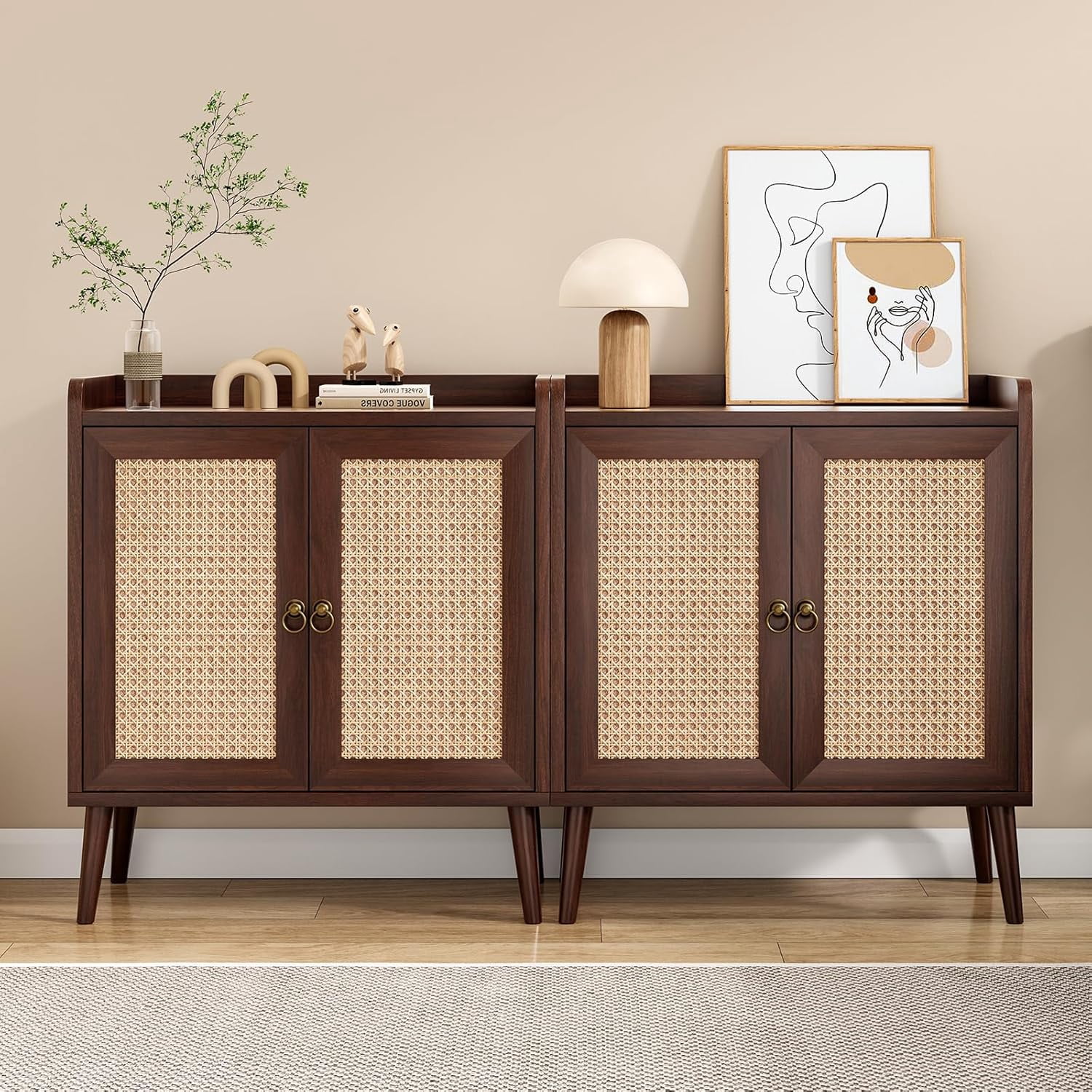 Farini Sideboard Buffet Cabinet Set of 2, Bar Liquor Cabinet with ...