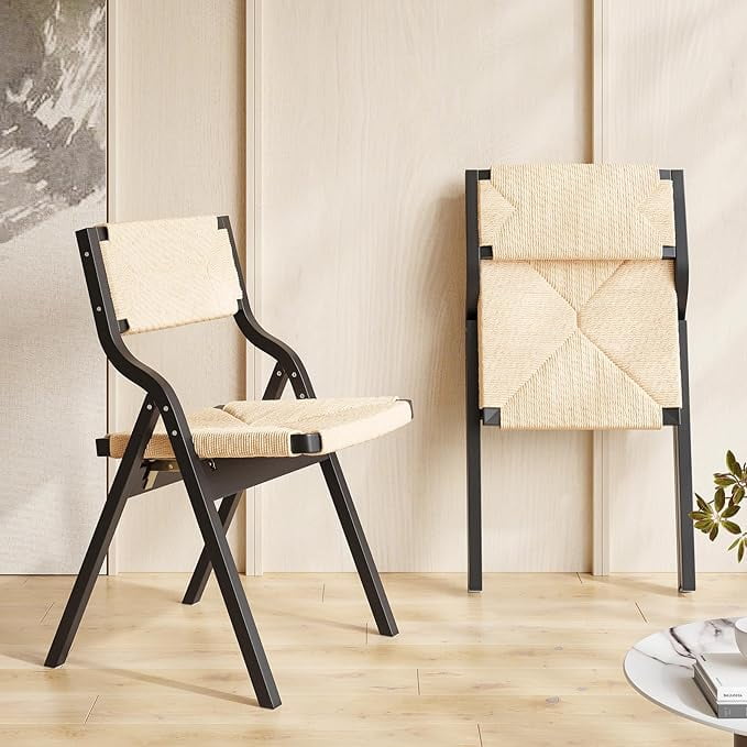 Farini Wood Folding Dining Chairs Set of 2, Foldable Stackable Wooden ...