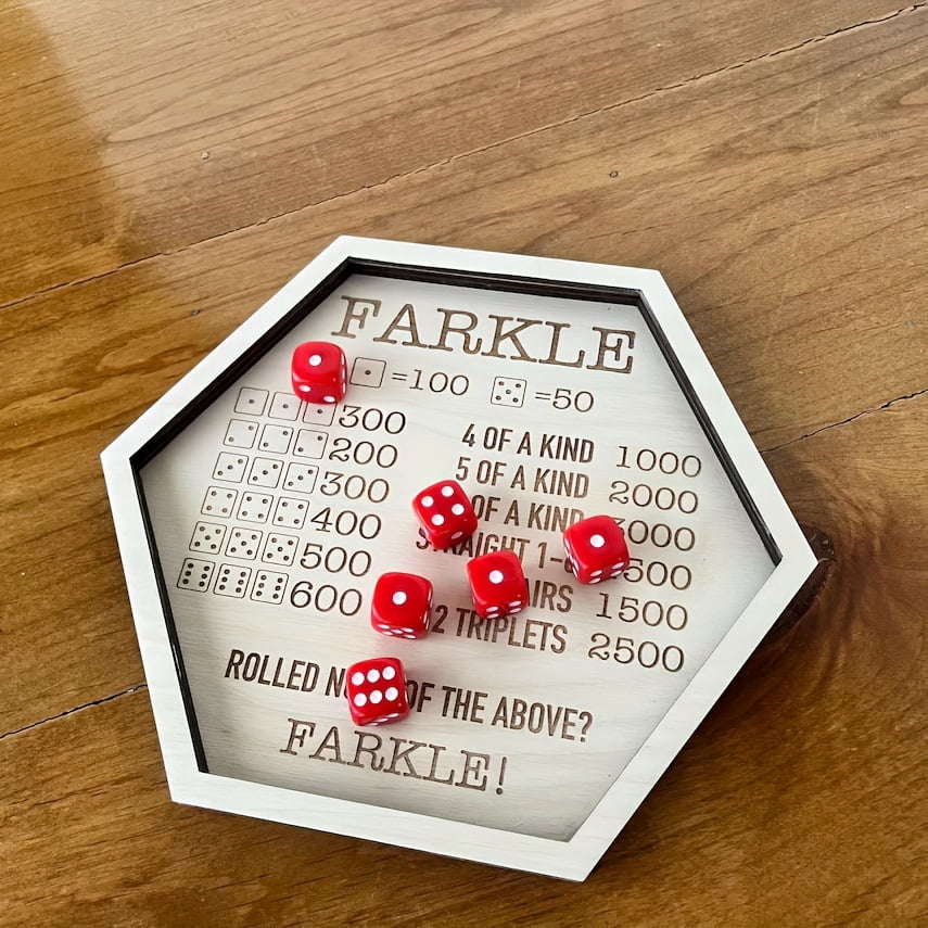 [Farkle Classic Wooden Tray] 6 Dice Farkle Classic Wooden Dice Tray ...