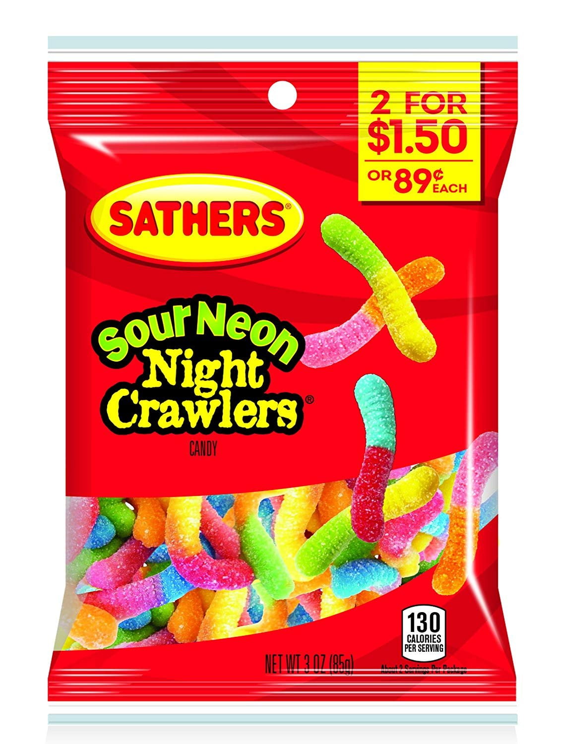 Farley's & Sathers Candy, Sour Neon Crawlers, 3 Ounce, Pack of 12 ...