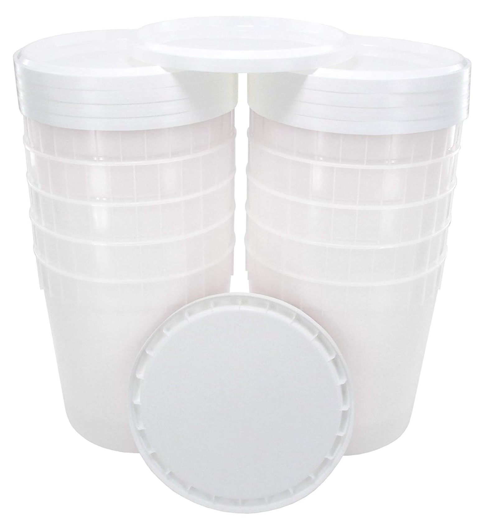 Farm 2.5 Gallon Semi-transparent Ice Cream Tub with Lid (White Lid, 10 ...
