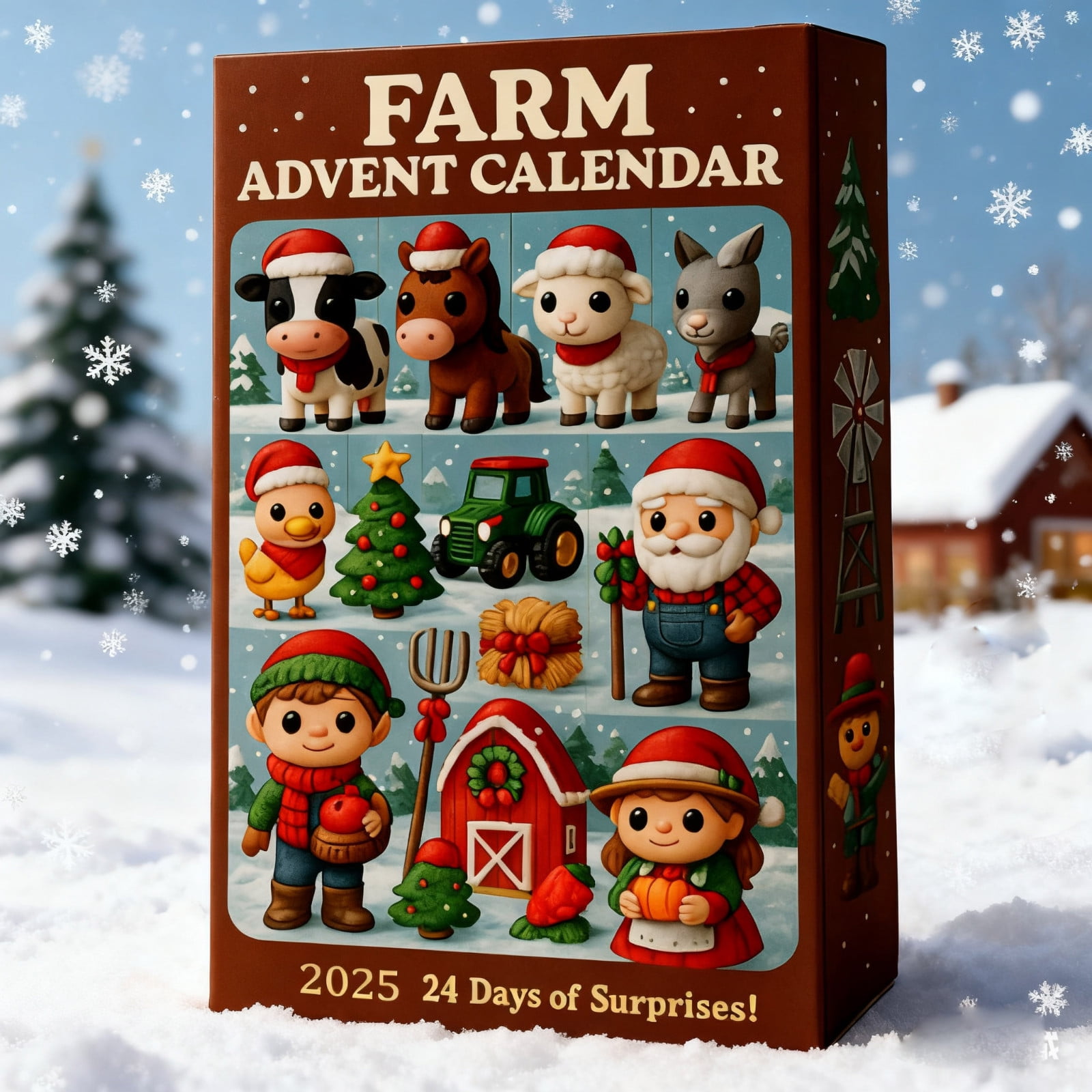 Farm Advent Christmas Ornaments 2025 - 24pc Acrylic Tree Decorations ...