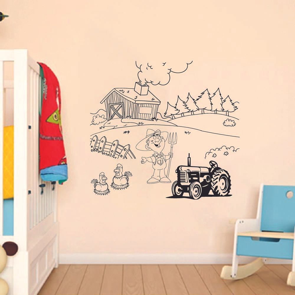 Farm Animal Animals Barn Chicken Chick Farmer Farm Tractor Wall Sticker ...