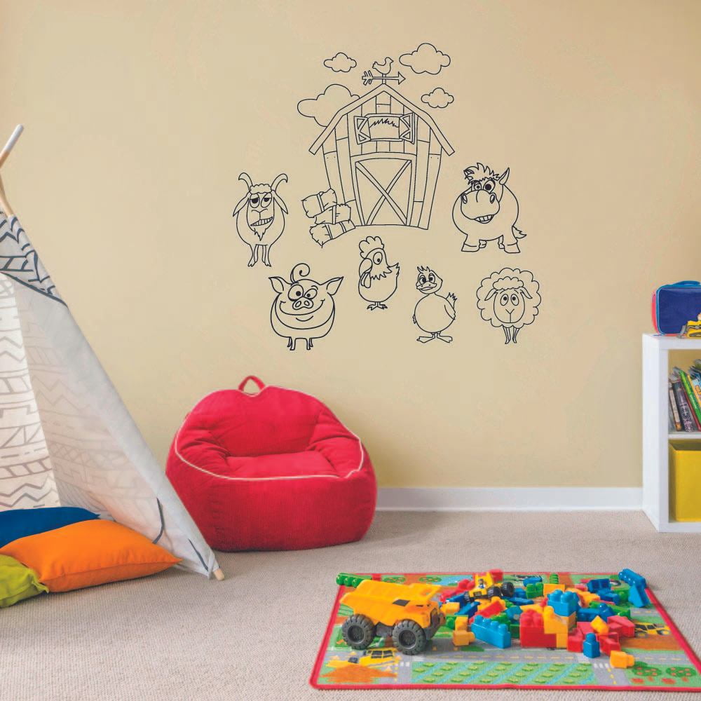 Farm Animal Animals Barn Cow Sheep Pig Chicken Goat Ducks Wall Sticker ...