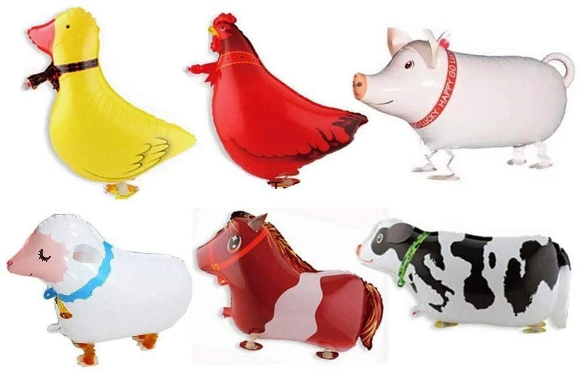 Farm Animal Balloon Pack - 6 Walking Balloons for Birthday Parties ...