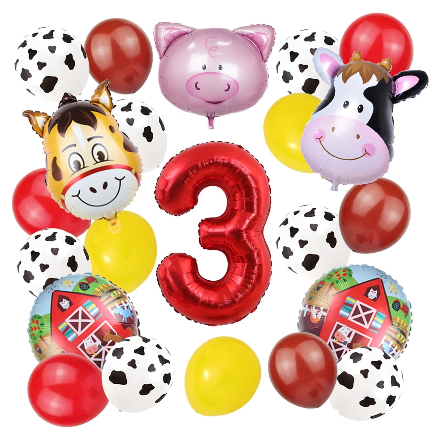 Farm Animal Balloon for 3rd Birthday Party Decorations Cow Balloons Cow ...