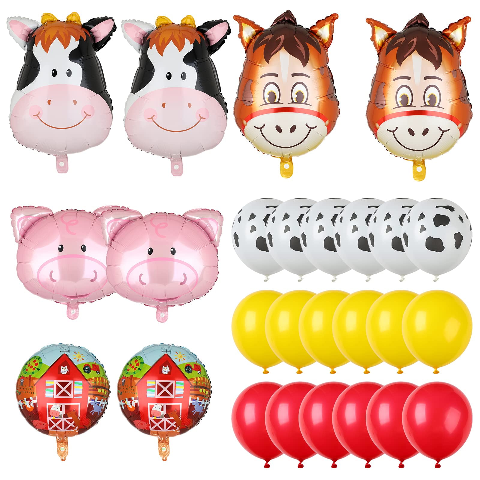 Farm Animal Balloons Set Pig Cow Horse Donkey Head Shaped Mylar Foil ...
