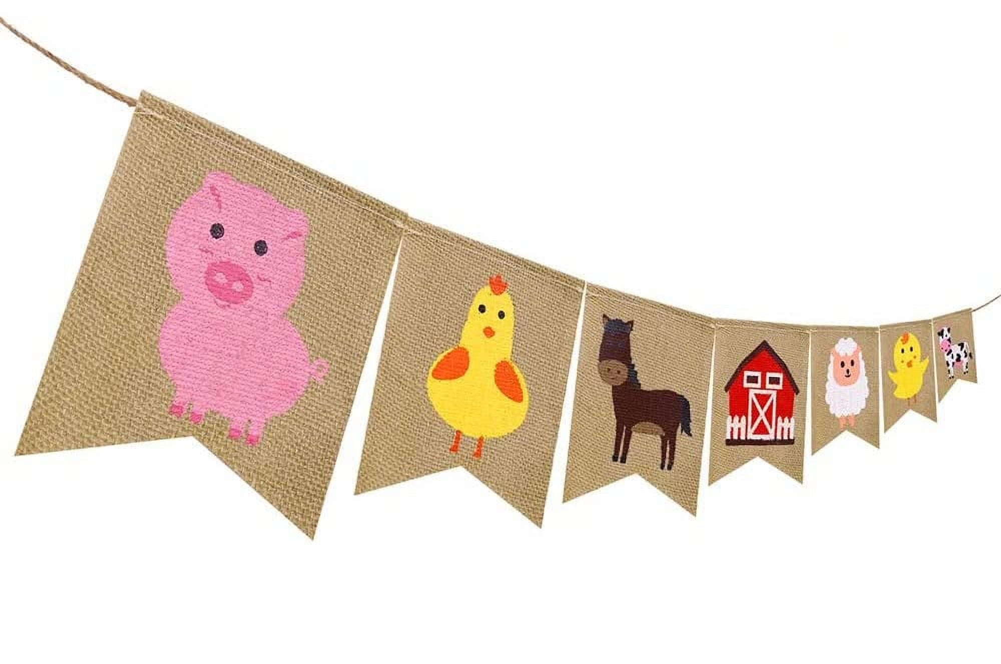 Farm Animal Burlap Banner High Chair Garland Farmhouse Hanging Pennant ...