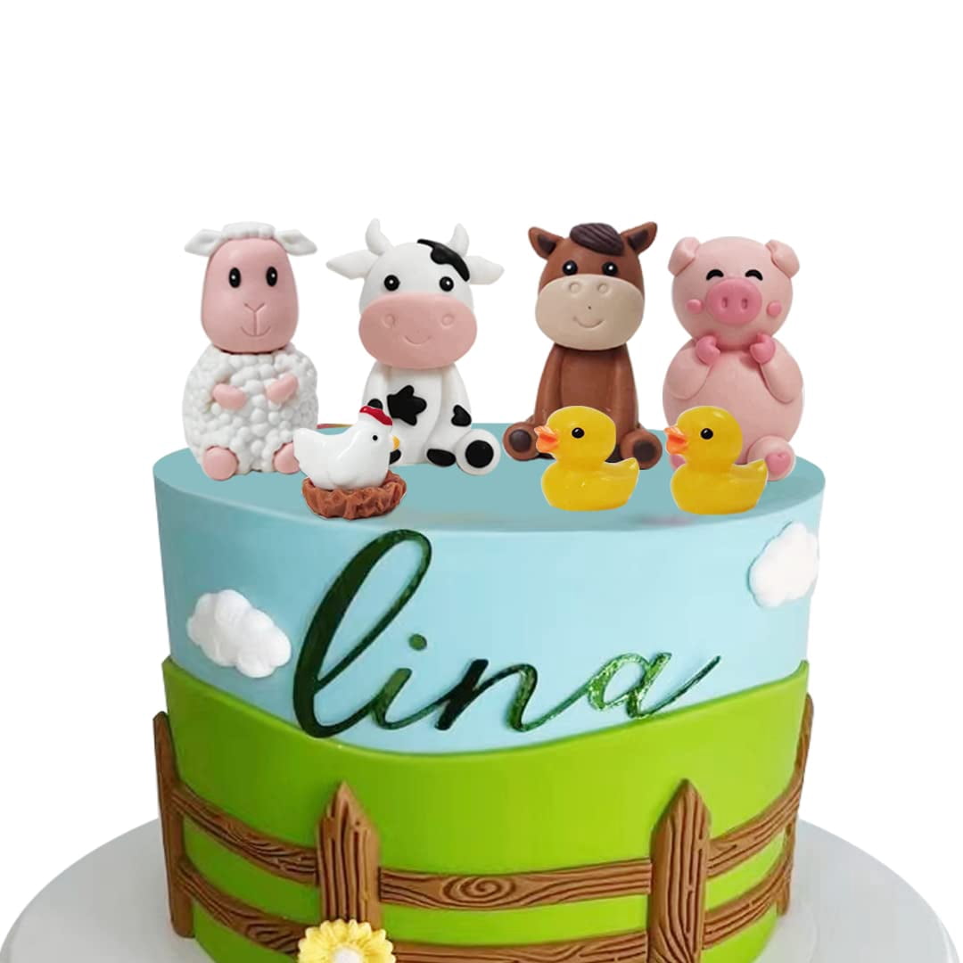 Farm Animal Cake Topper with Cow RST1 Horse Sheep Pig Duck Hen for Farm ...