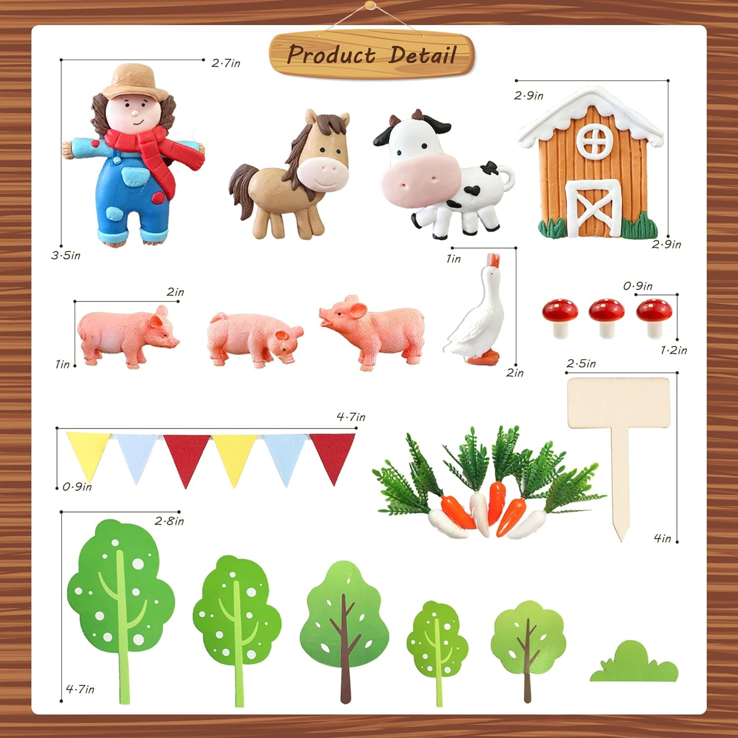Farm Animal Cake Toppers With Cow Horse Goose Pig Cake Decorations For ...