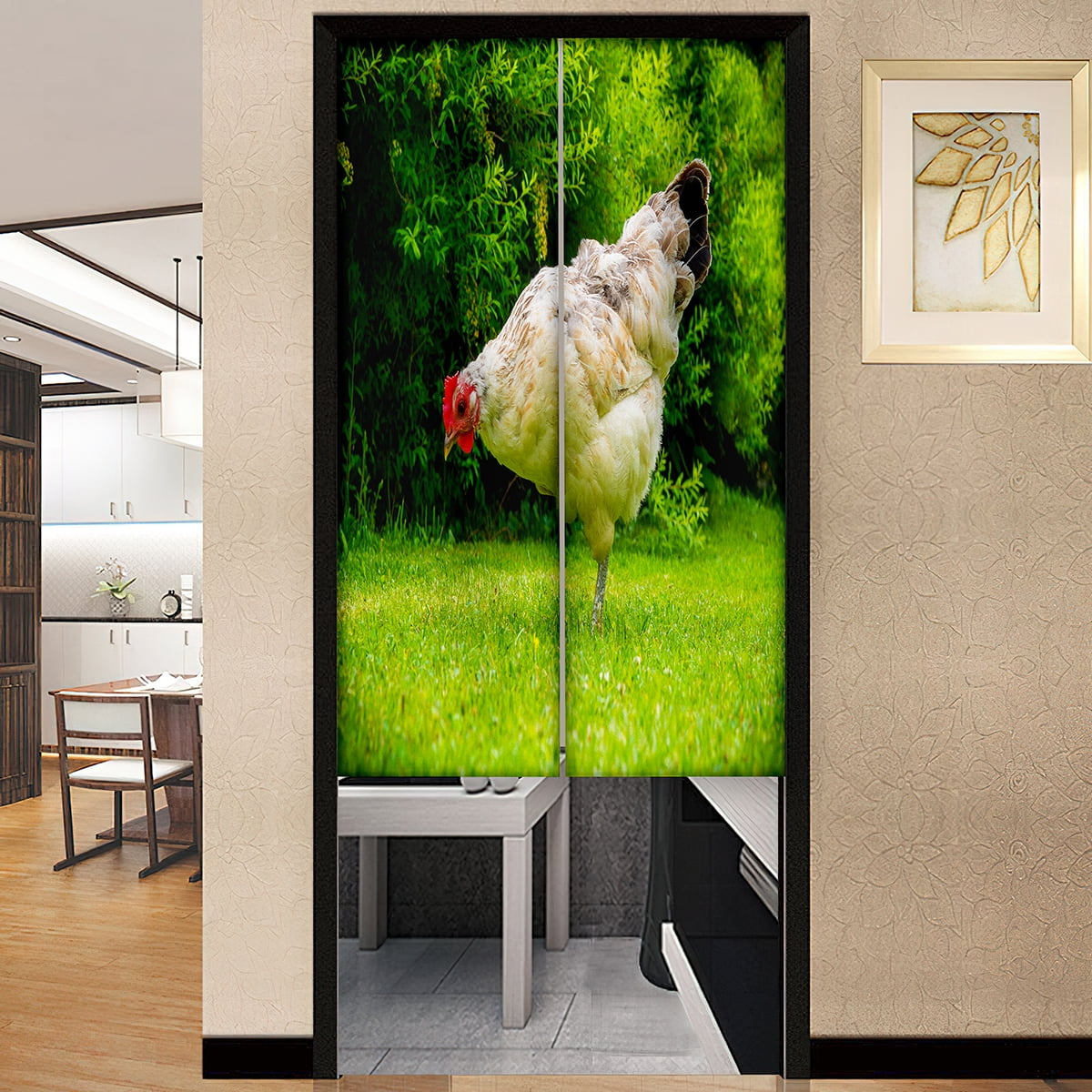 Farm Animal Chicken Japanese Style Door Curtain No Punching Partition ...