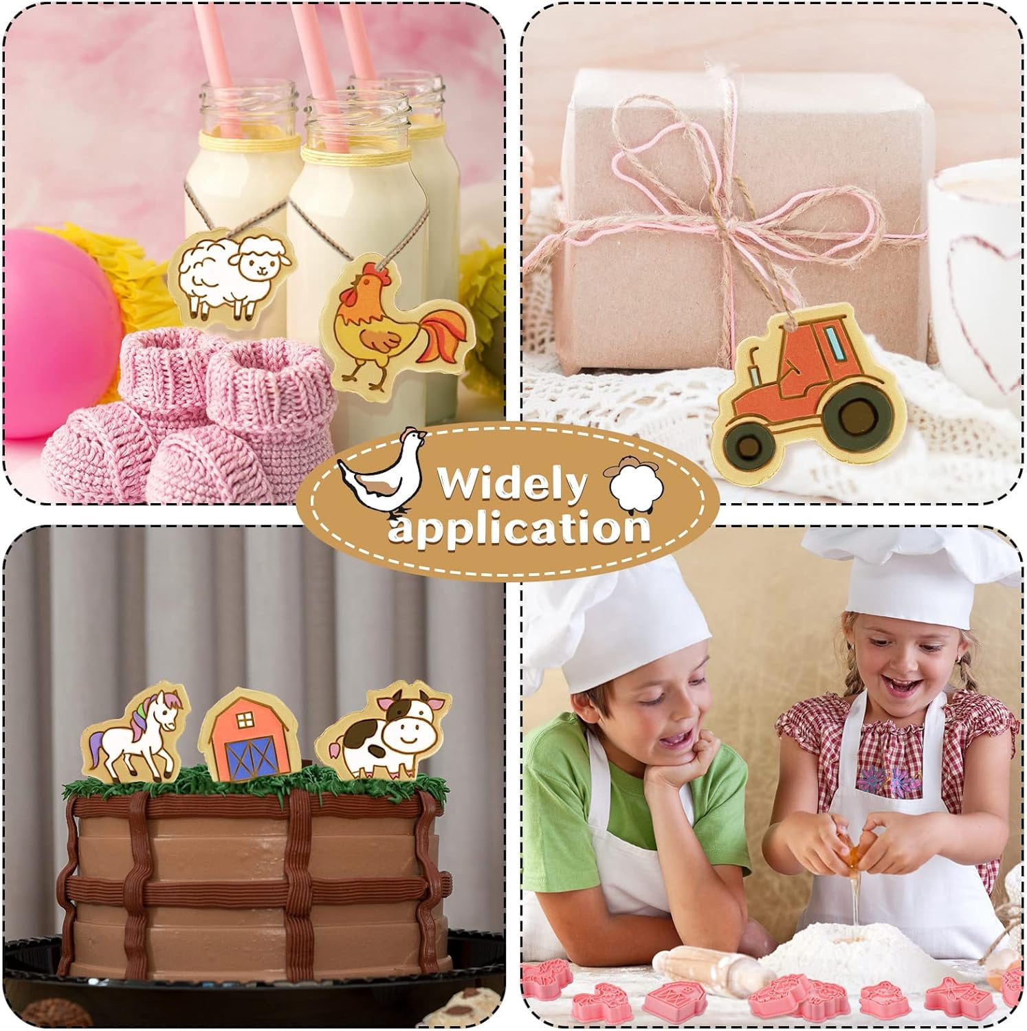 Farm Animal Cookie Cutters Set 8 Pcs Cookie Cutter with Plunger Stamps ...