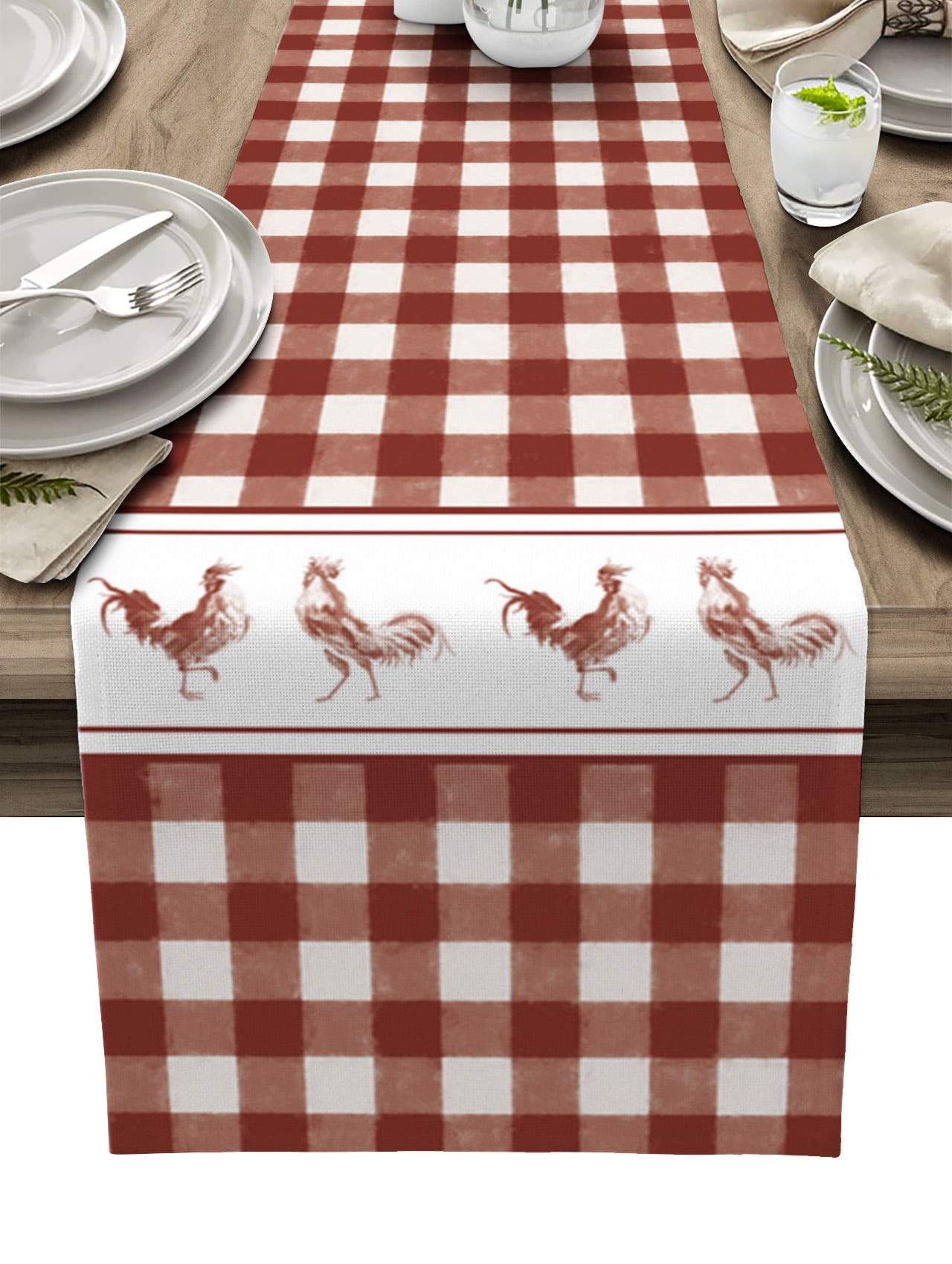 Farm Animal Cow Pig Chicken Table Runner Decoration Home Decor Dinner ...