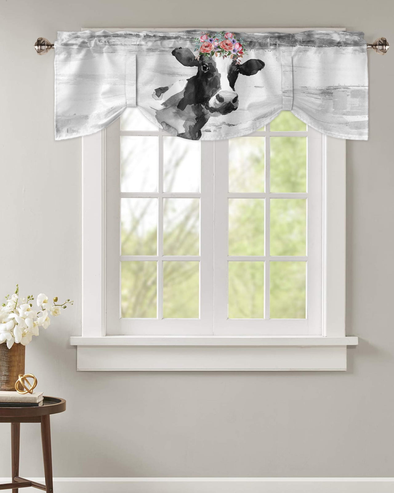 Farm Animal Cows Small Curtain Rod Pocket Short Curtains Home Decor ...