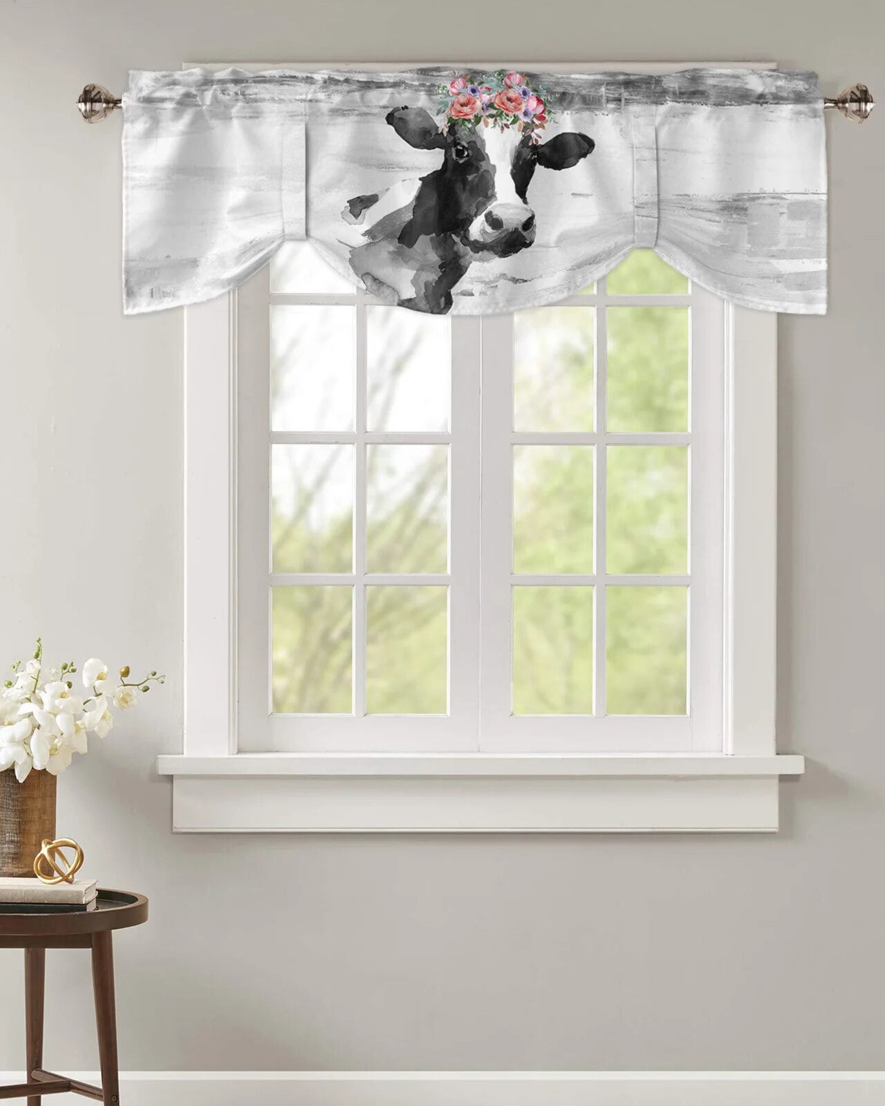 Farm Animal Cows Small Curtain Rod Pocket Short Curtains Home Decor ...