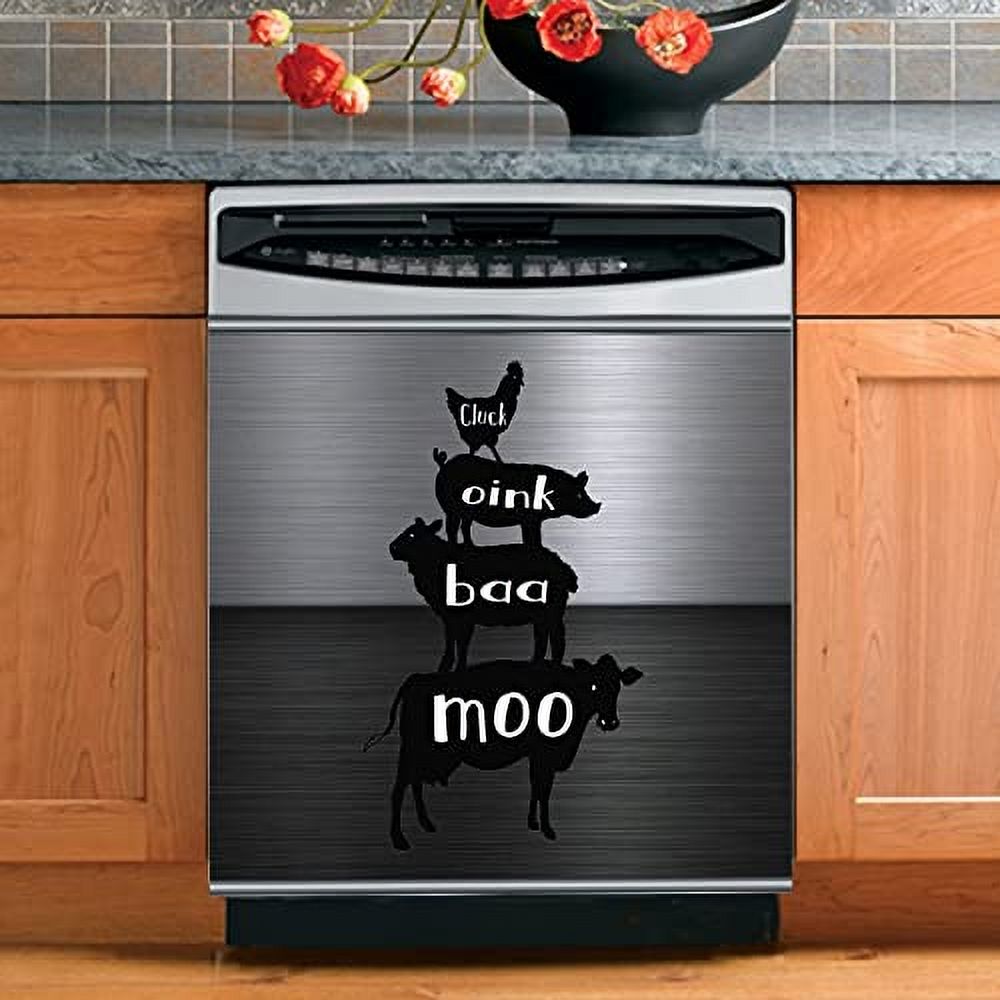 Farm Animal Dishwasher Magnet Cover,Brushed Silver Stainless Steel ...