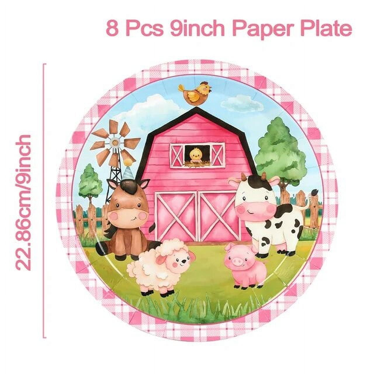 Farm Animal Disposable Tableware Paper Plate Cup Cow Chicken Birthday ...