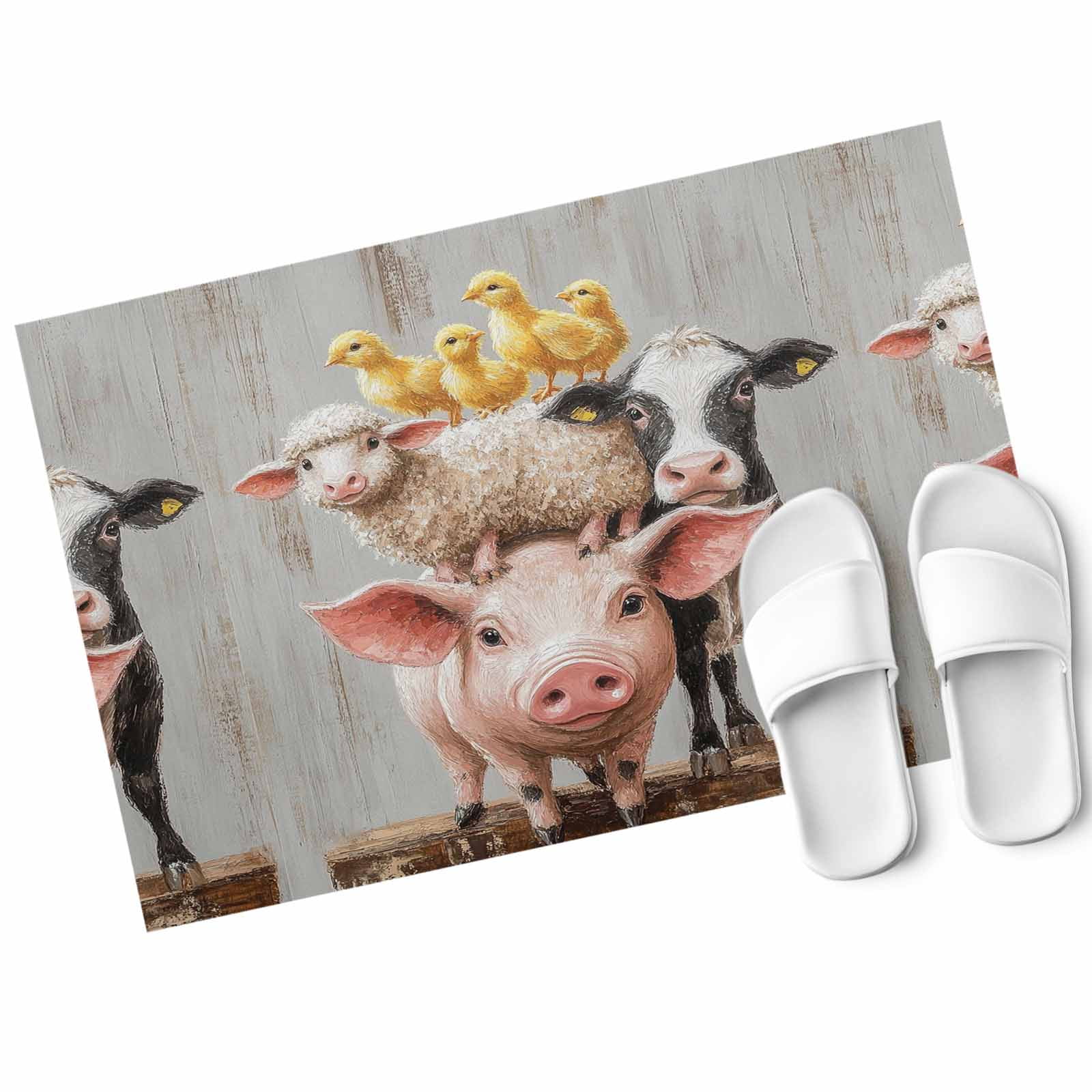 Farm Animal Door Mat Pig Sheep Cow Chicken Non Slip Absorbent Entrance ...