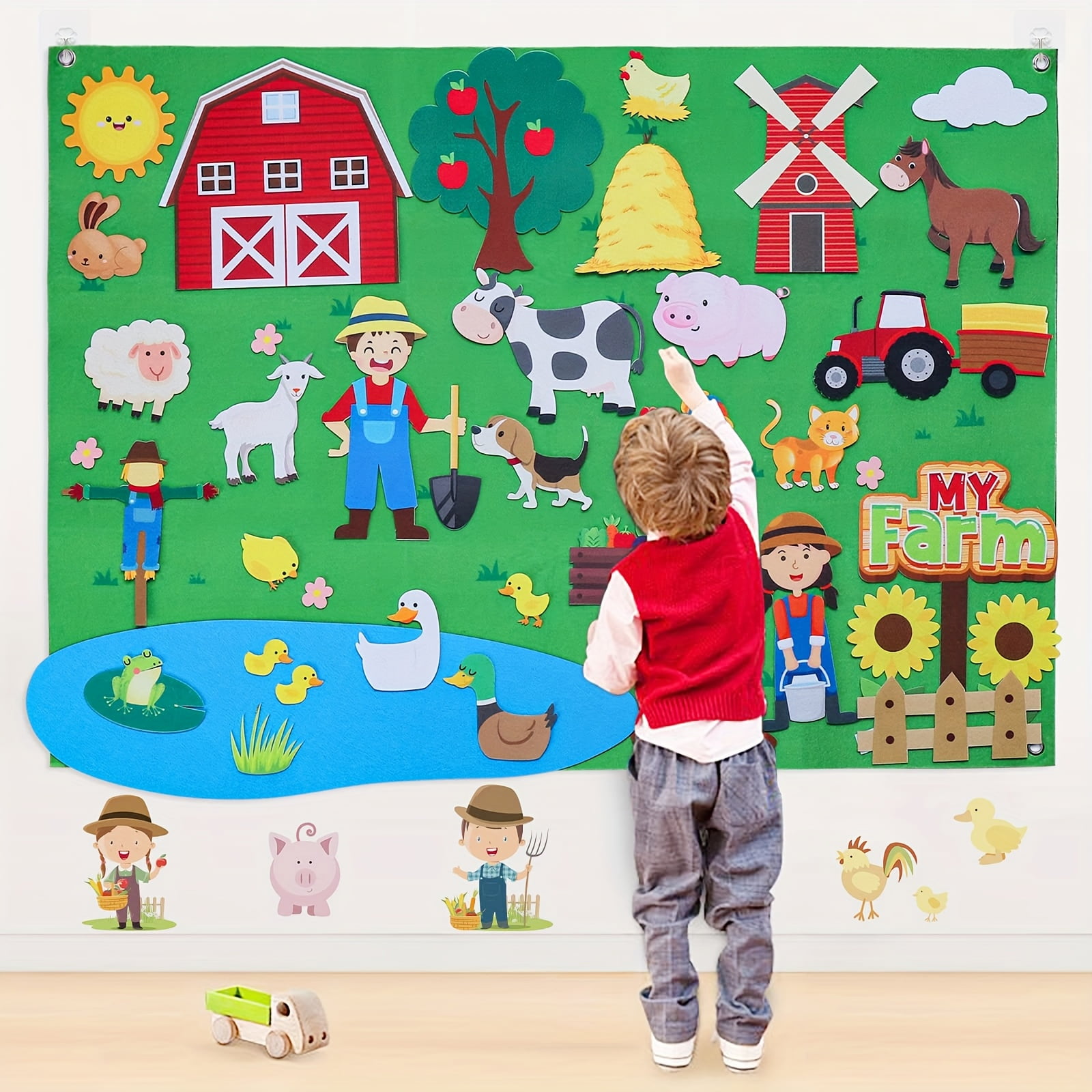 Farm Animal Felt Board Story Set - Interactive Play Kit with Figures ...