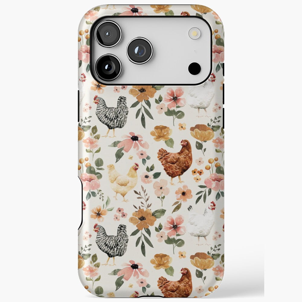 Farm Animal Hen Flower Art Cover for iPhone 11 12 13 14 15 16 17 Pro ...