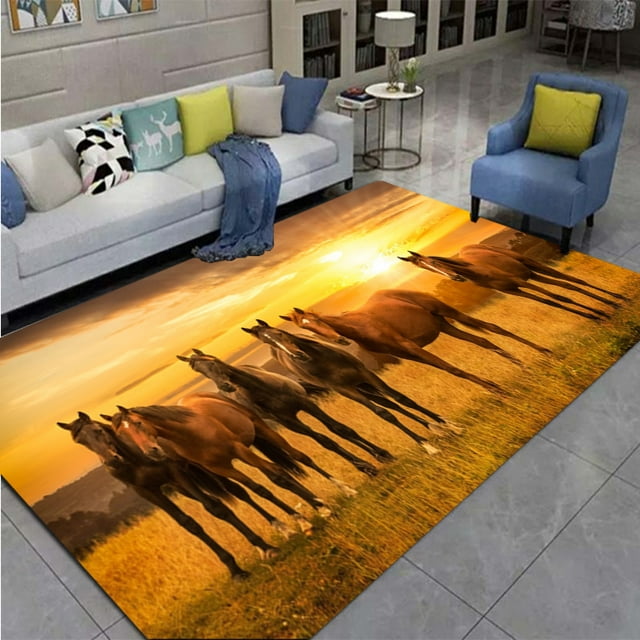 Farm Animal Horse Carpet Running Horse Print Area Rugs Non Slip Sofa ...