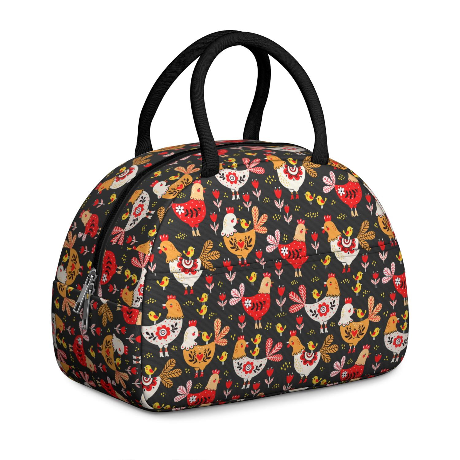 Farm Animal Insulated Lunch Box - Rooster Print Dual Compartments ...