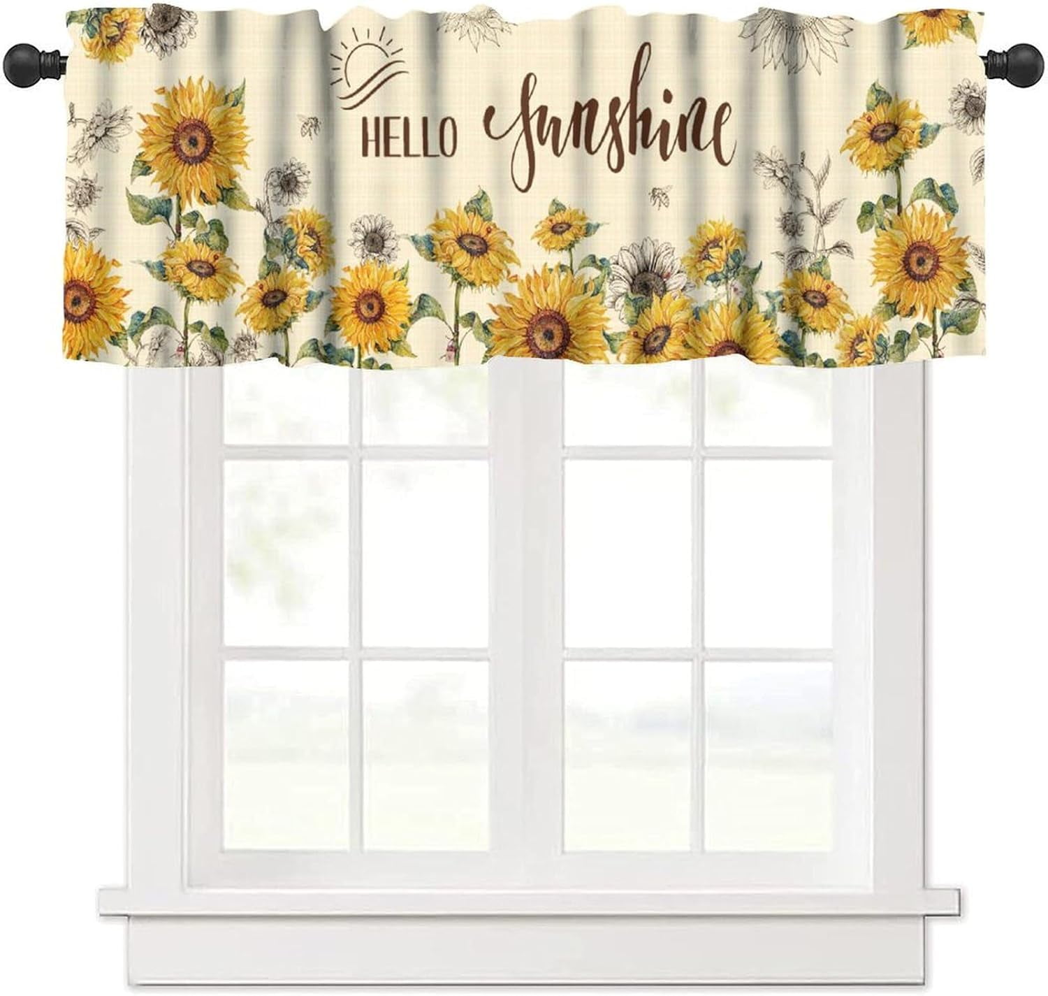 Farm Animal Kitchen Valance, Rooster Chicken Hen Black White Buffalo ...