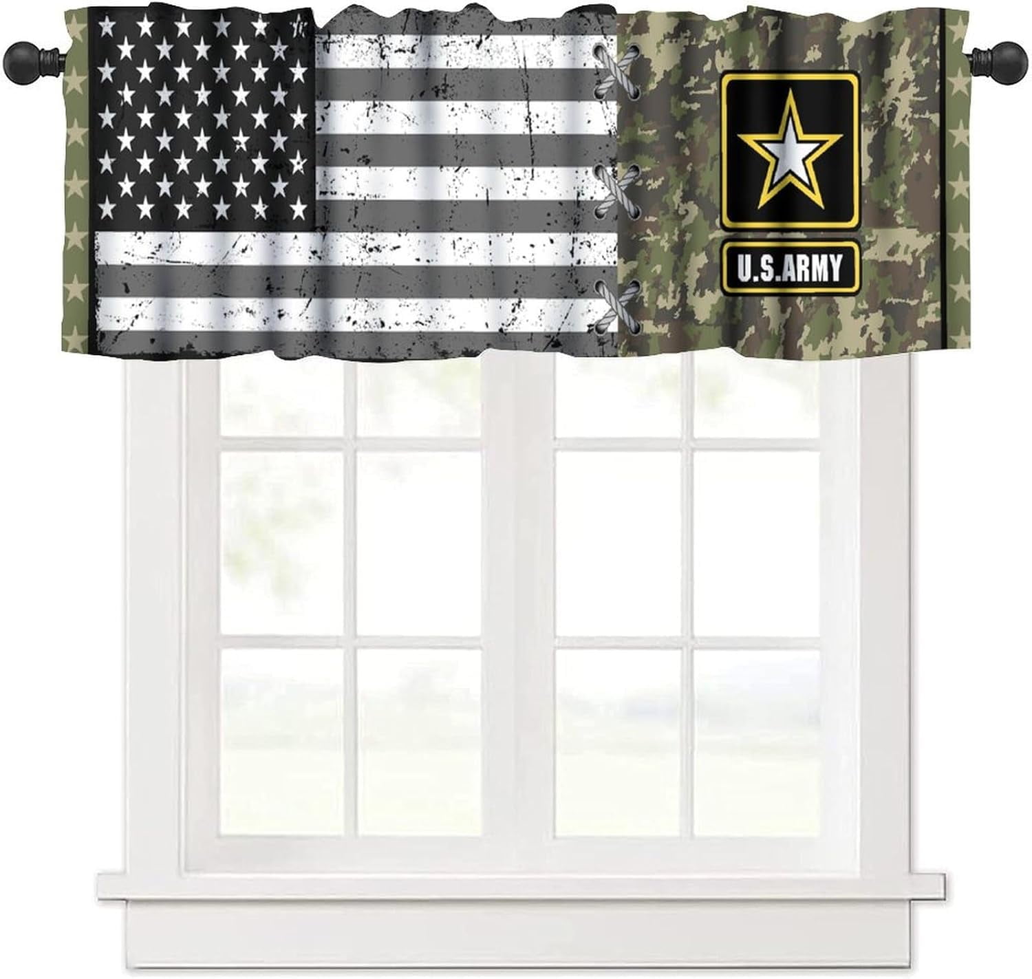 Farm Animal Kitchen Valance, Rooster Chicken Hen Black White Buffalo ...