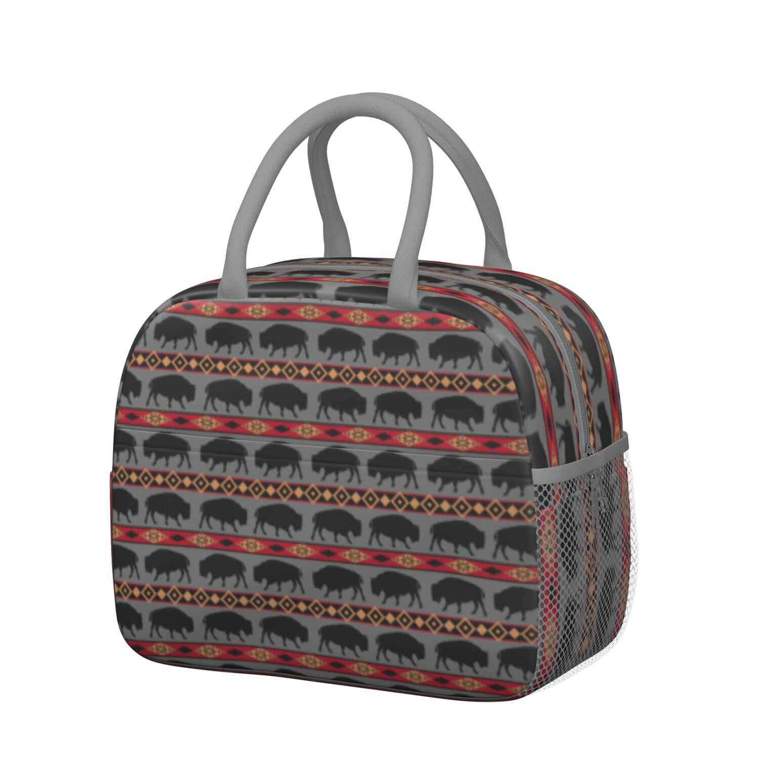 Farm Animal Lunch Tote for Women, Bull and Cow Floral Artistic Design ...