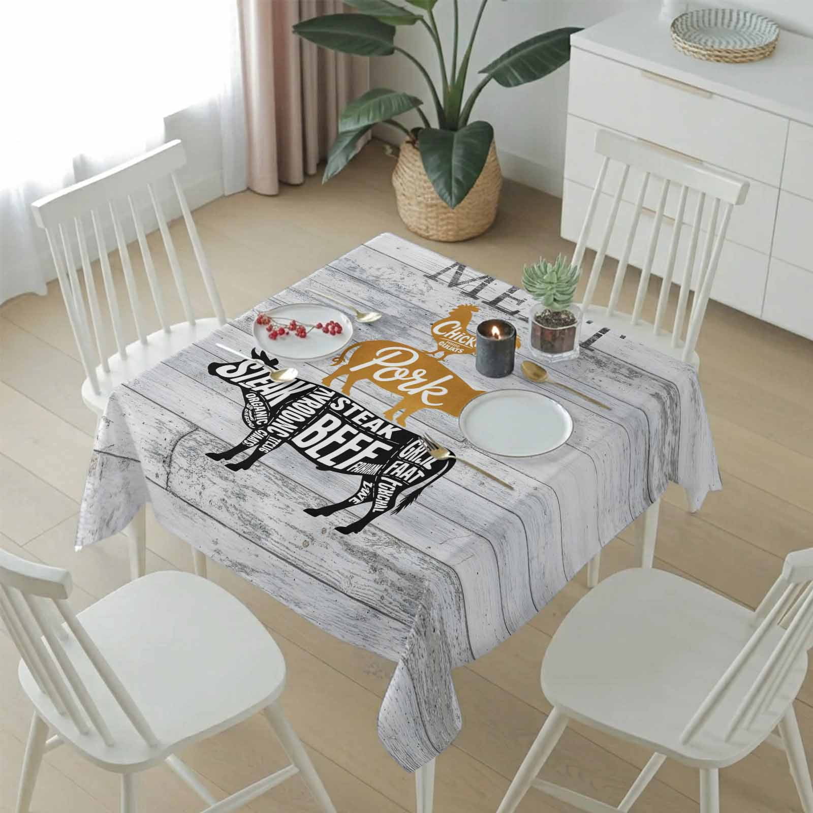 Farm Animal Meat Table Cloth 54x54in, Waterproof Square Tablecloth ...