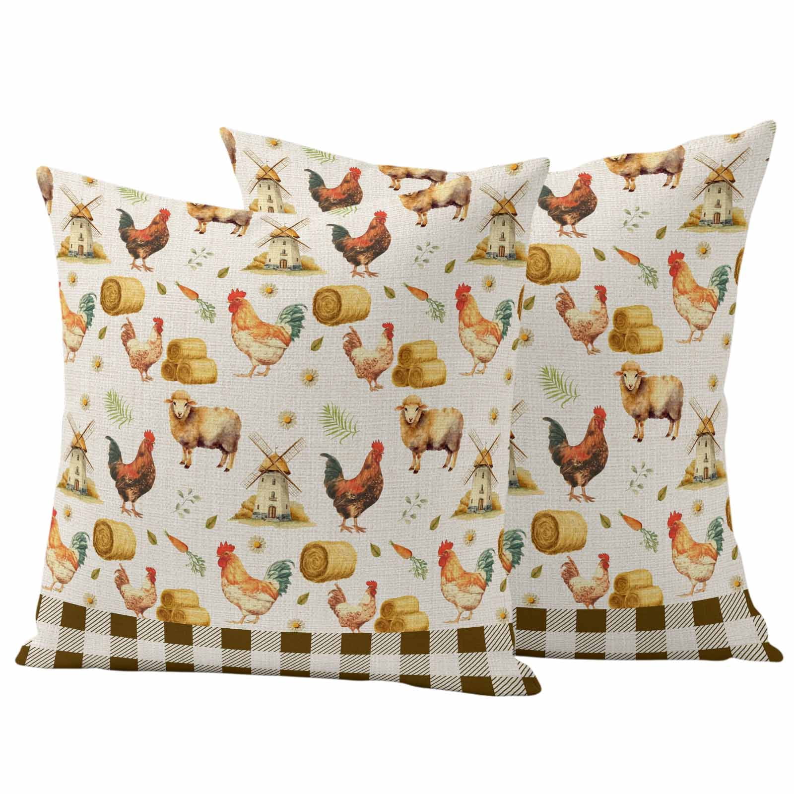 Farm Animal Outdoor Pillow Covers Set of 2 Farmhouse Red Barn Sheep ...