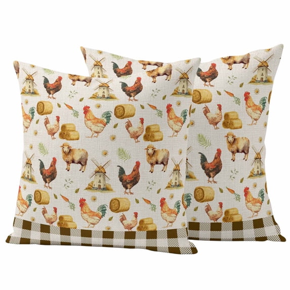 Farm Animal Outdoor Pillow Covers Set of 2 Farmhouse Red Barn Sheep ...