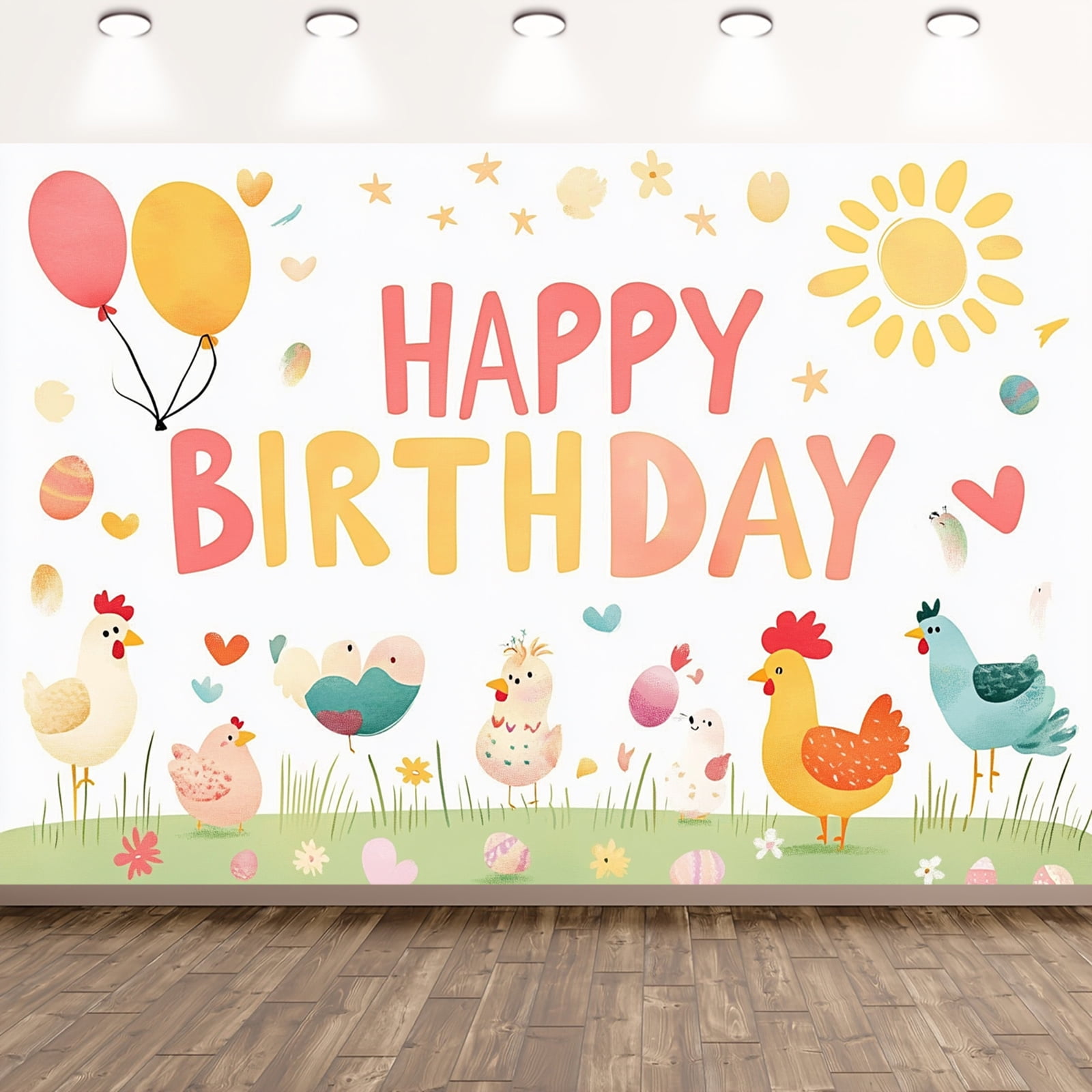 Farm Animal Party Backdrop, Polyester Happy Birthday Banner, Versatile ...