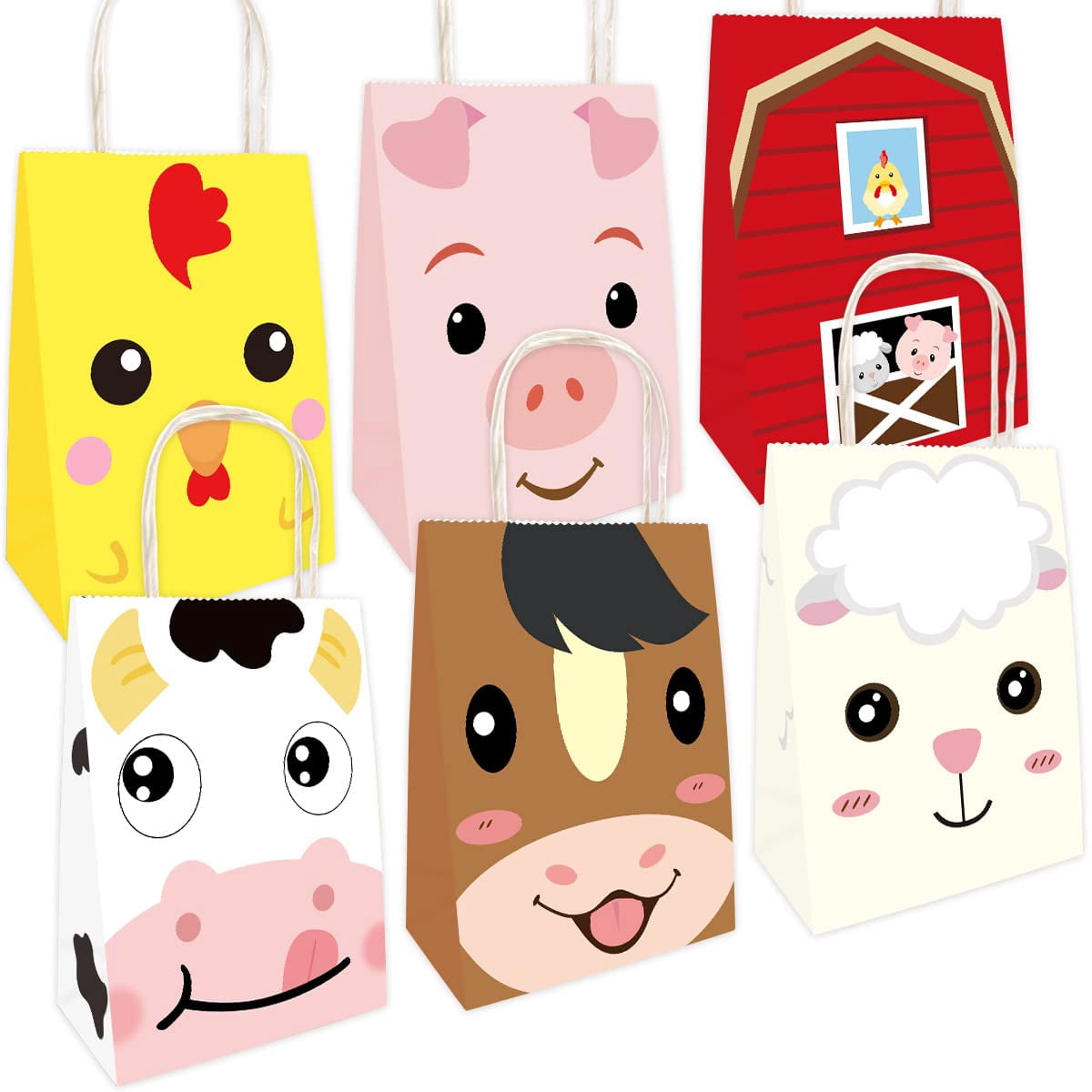 Farm Animal Party Favor DEF29 Bags Barnyard Goodie Treat Candy Bag with ...