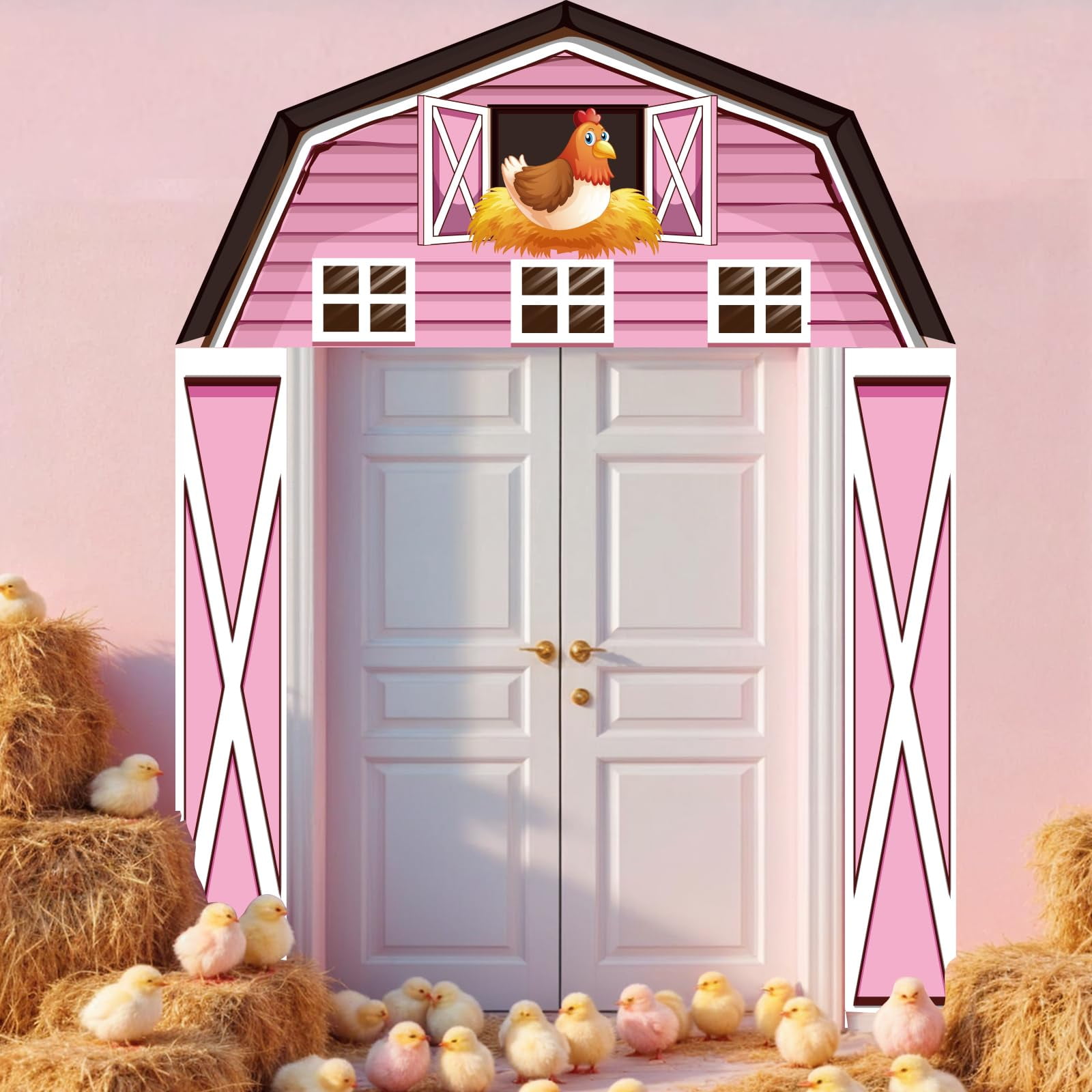 Farm Animal PartyEGSC Decorations Banner 3 Pcs Pink Barn Banner Farm ...