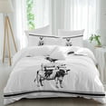 Farm Animal Pattern Rooster Pig Cow California King Size Bed Set,Black ...