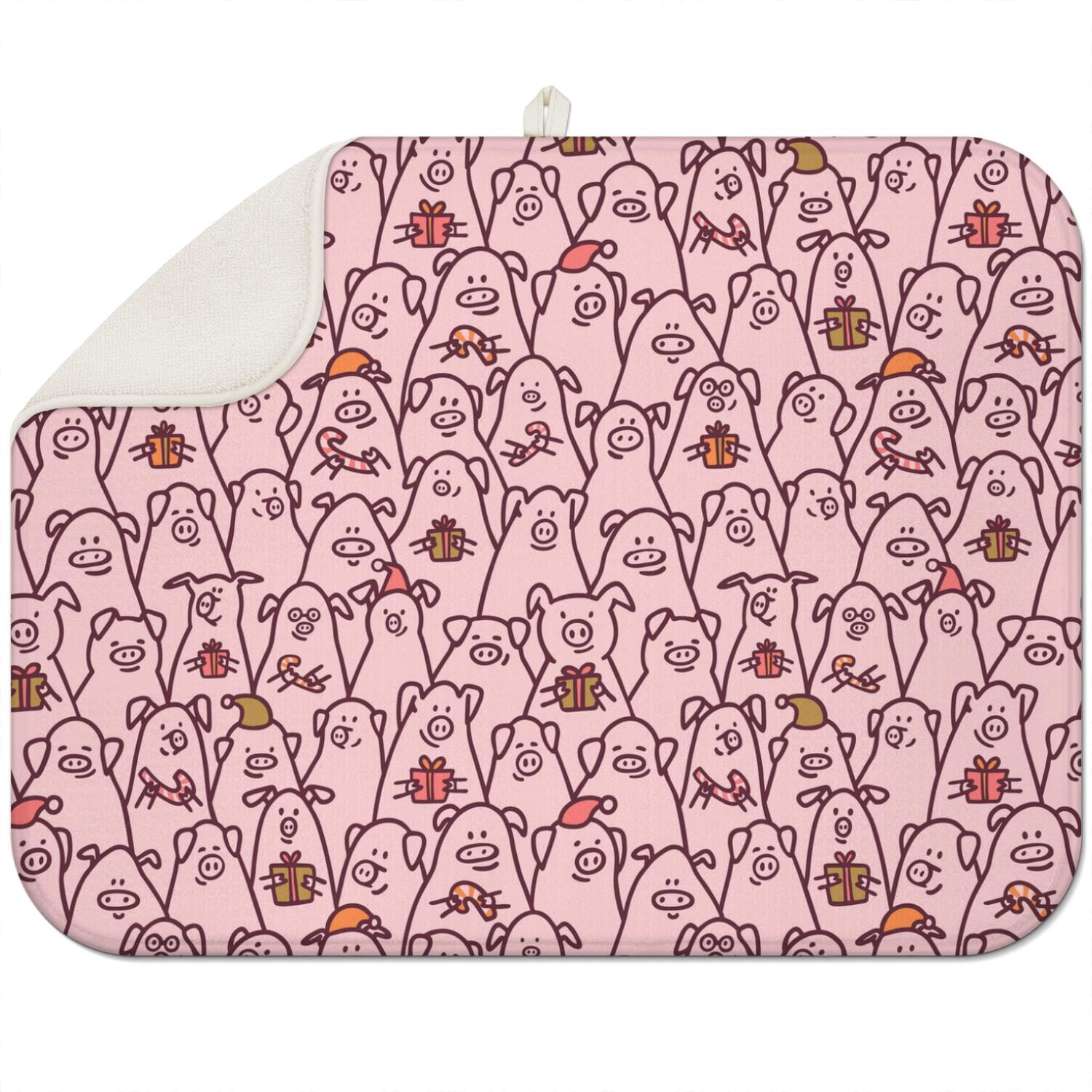 Farm Animal Pig Drying Mat - Super Absorbent Foldable Kitchen Pad, Cute ...