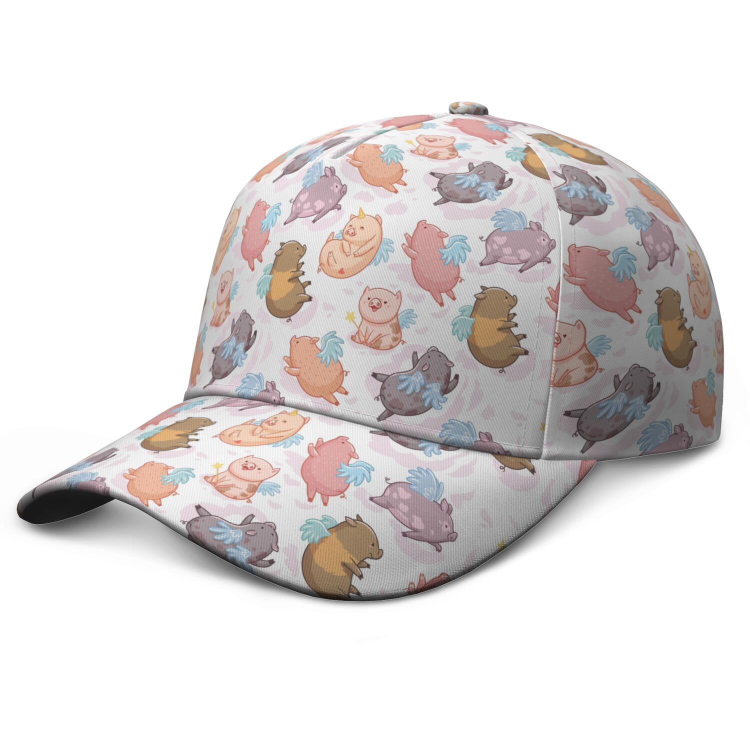 Farm Animal Pig Print Baseball Cap - Funny Pig Cartoon Illustration ...