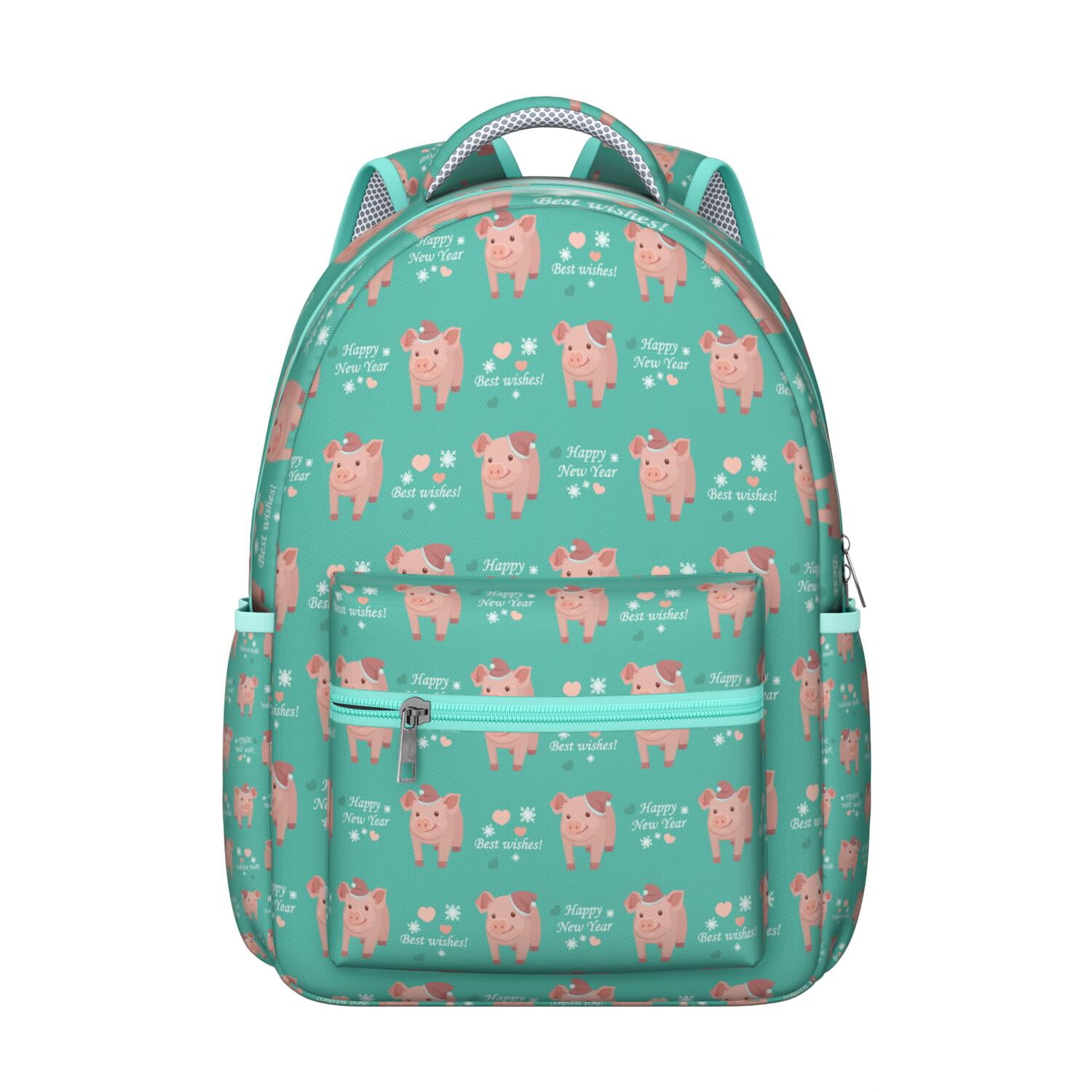 Farm Animal Pig Print Student Backpack Cute Cartoon Watercolor School ...