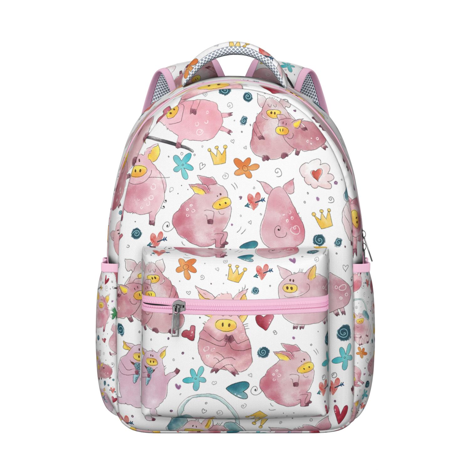 Farm Animal Pig Print Student Backpack Cute Cartoon Watercolor School ...